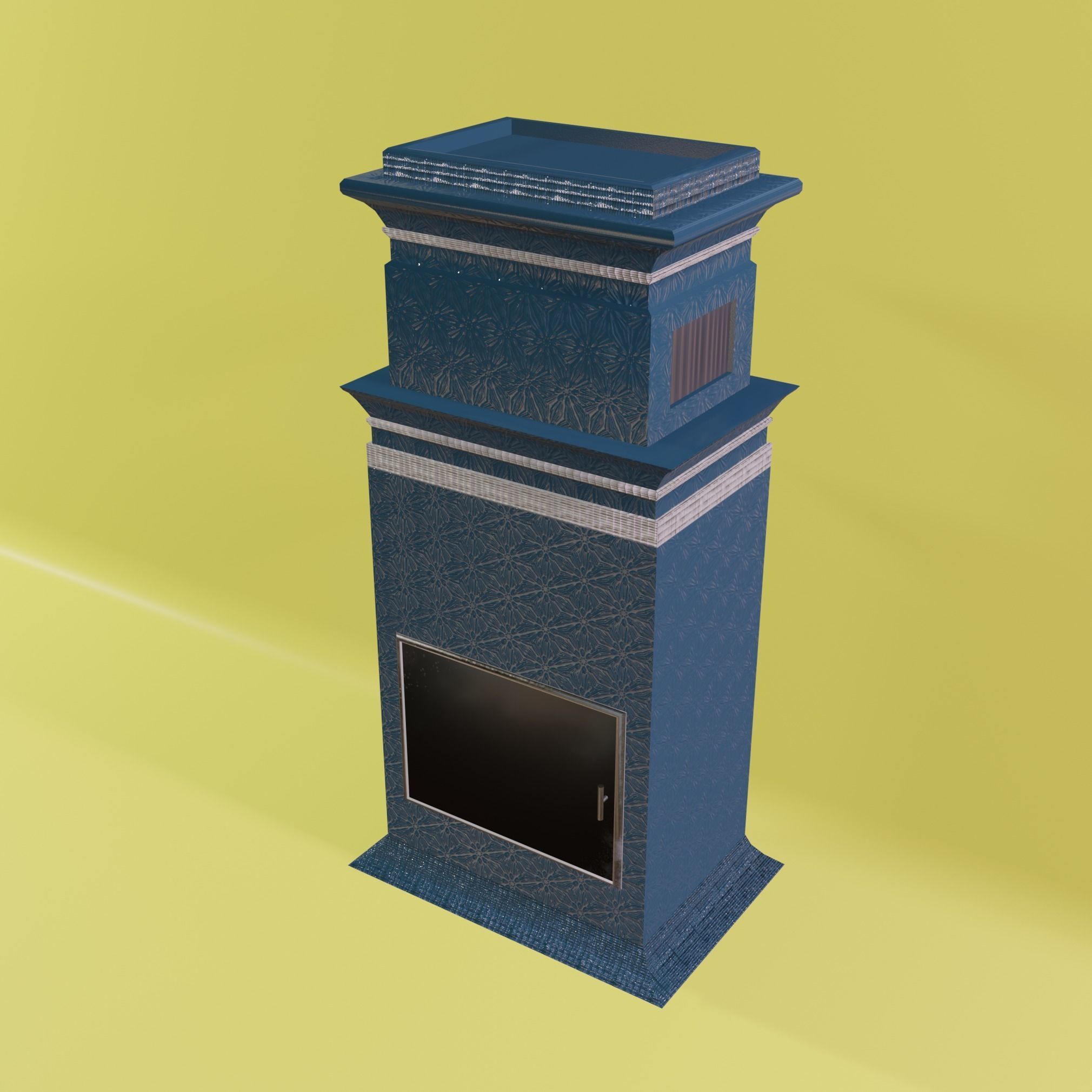 Fireplace chimney blue ceramic metal low poly pbr mantelpiece free VR ...