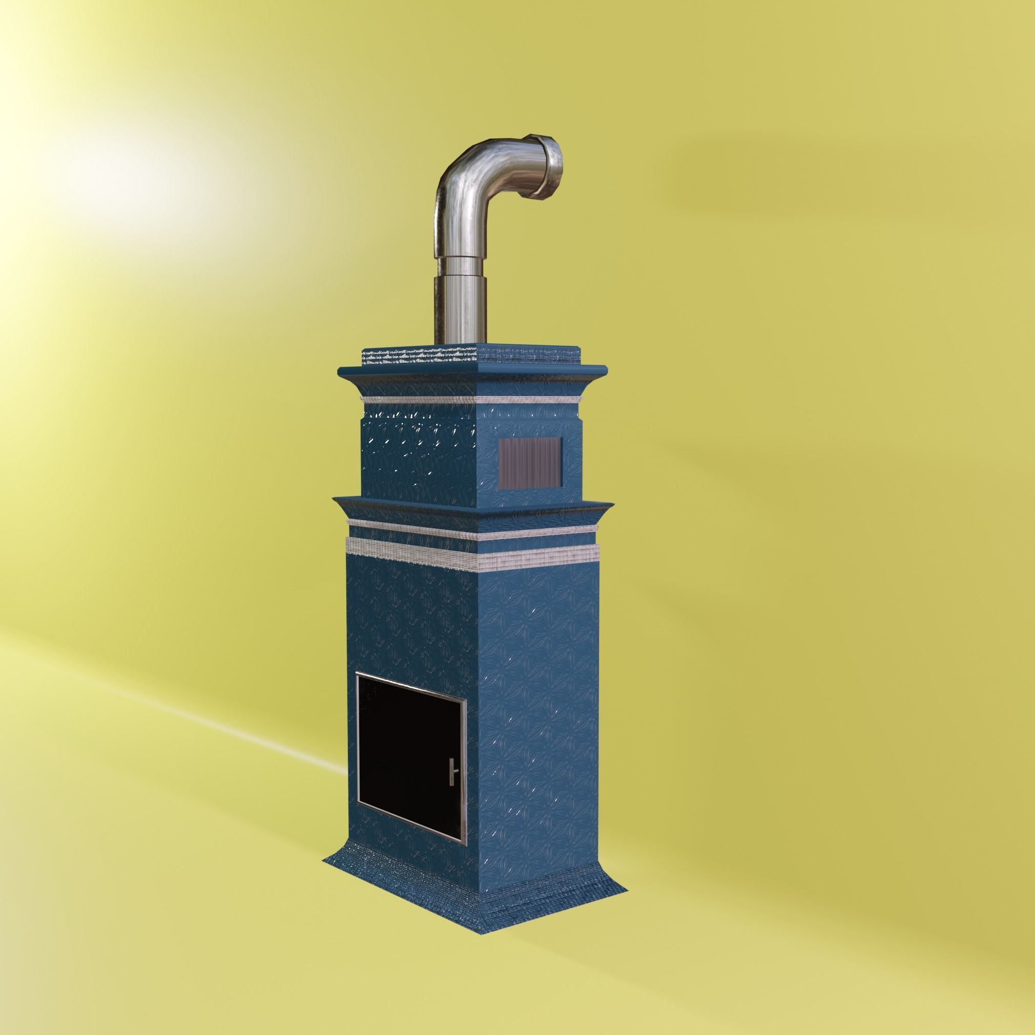Fireplace chimney blue ceramic metal low poly pbr mantelpiece free VR ...