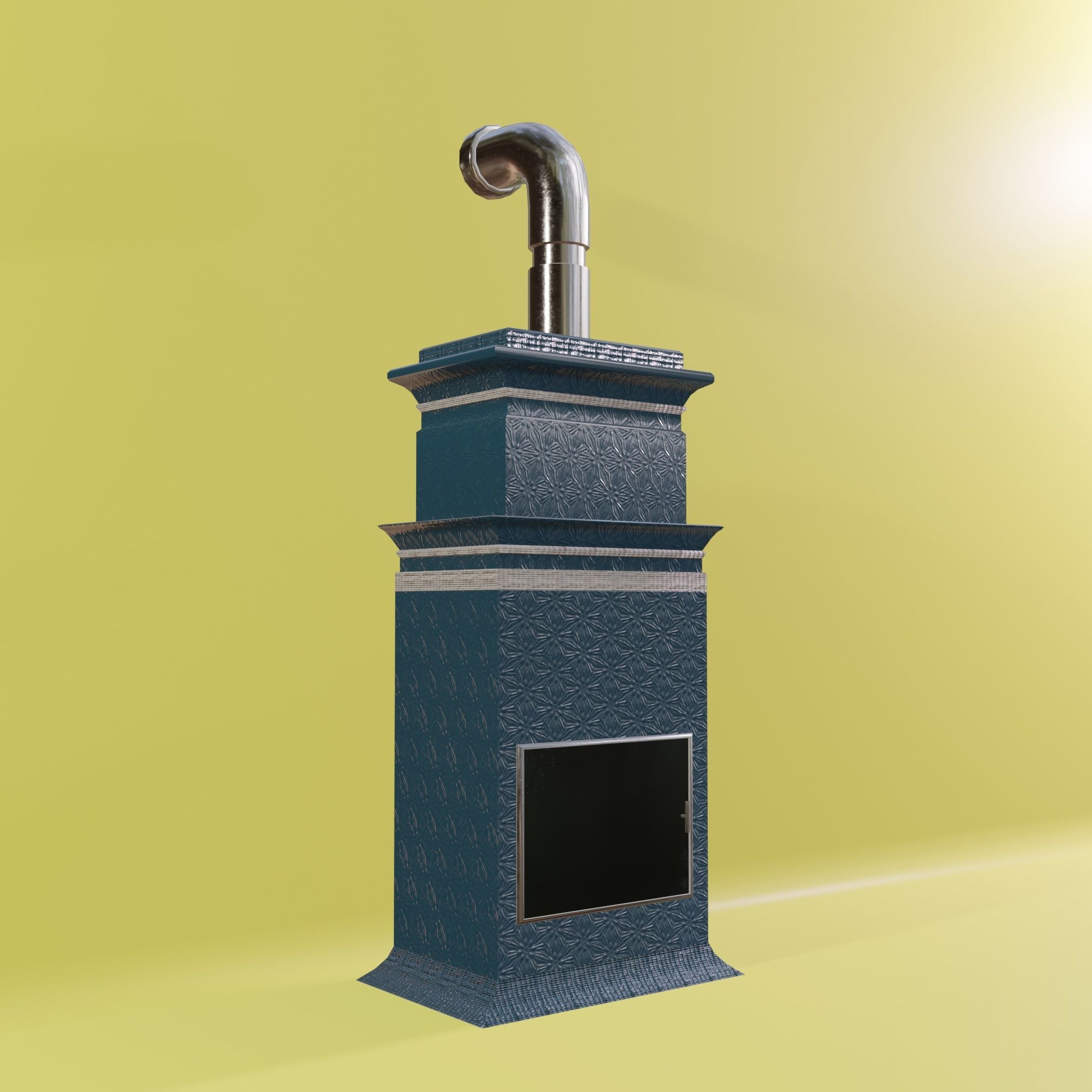 Fireplace chimney blue ceramic metal low poly pbr mantelpiece free VR ...