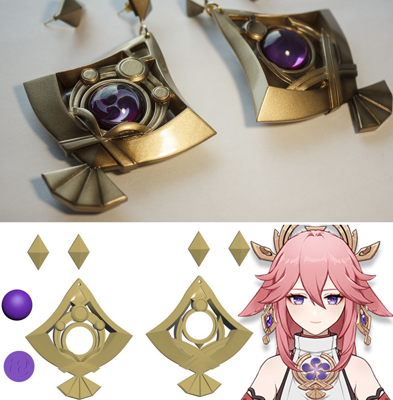Yae Miko earrings cosplay accessories from Genshin Impact 3D model 3D printable | CGTrader