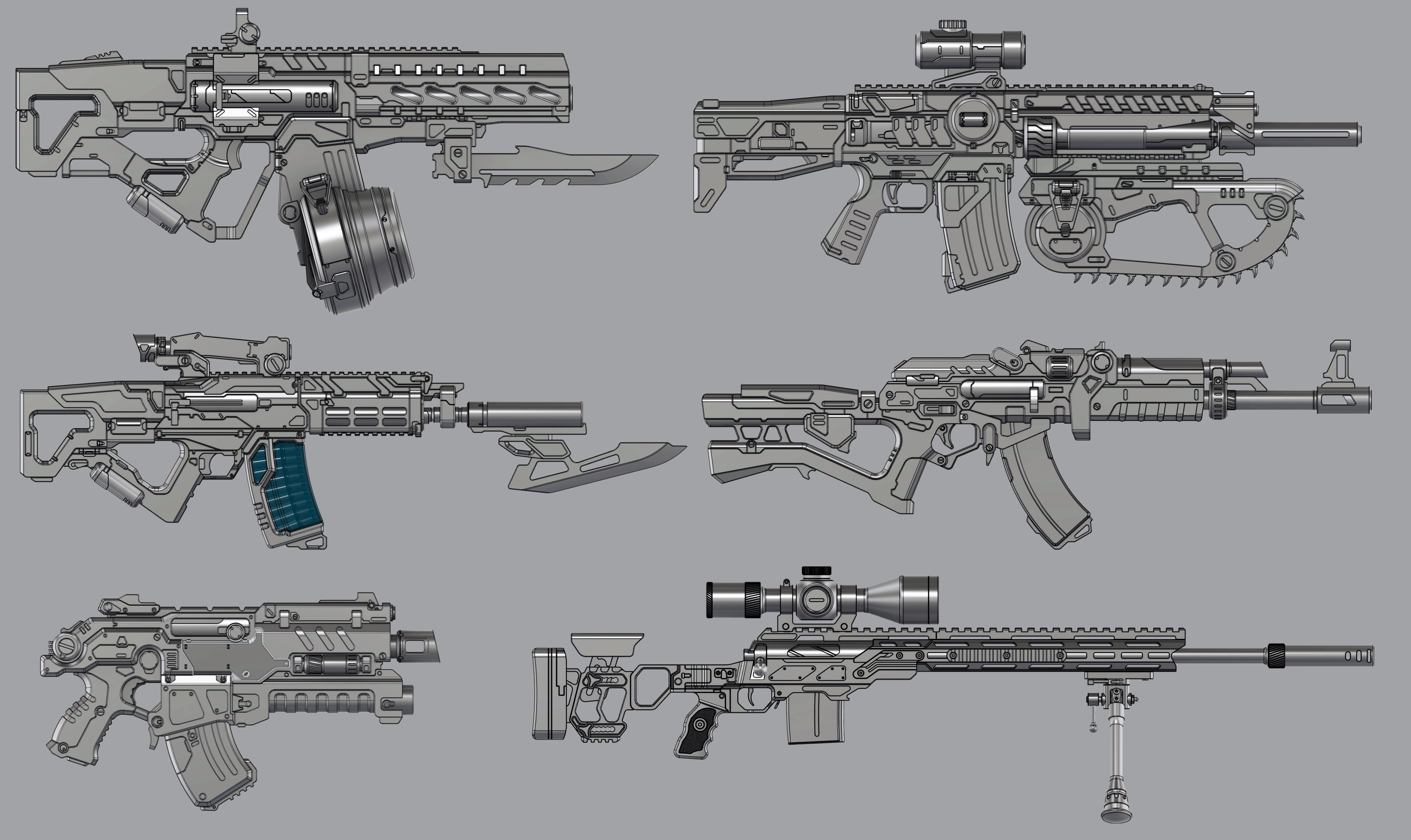 Sci-Fi Rifles Set Kitbash 3D model | CGTrader