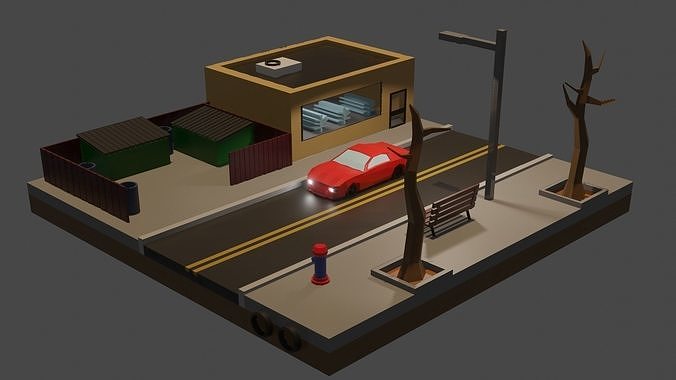 3D model Low Poly street VR / AR / low-poly | CGTrader
