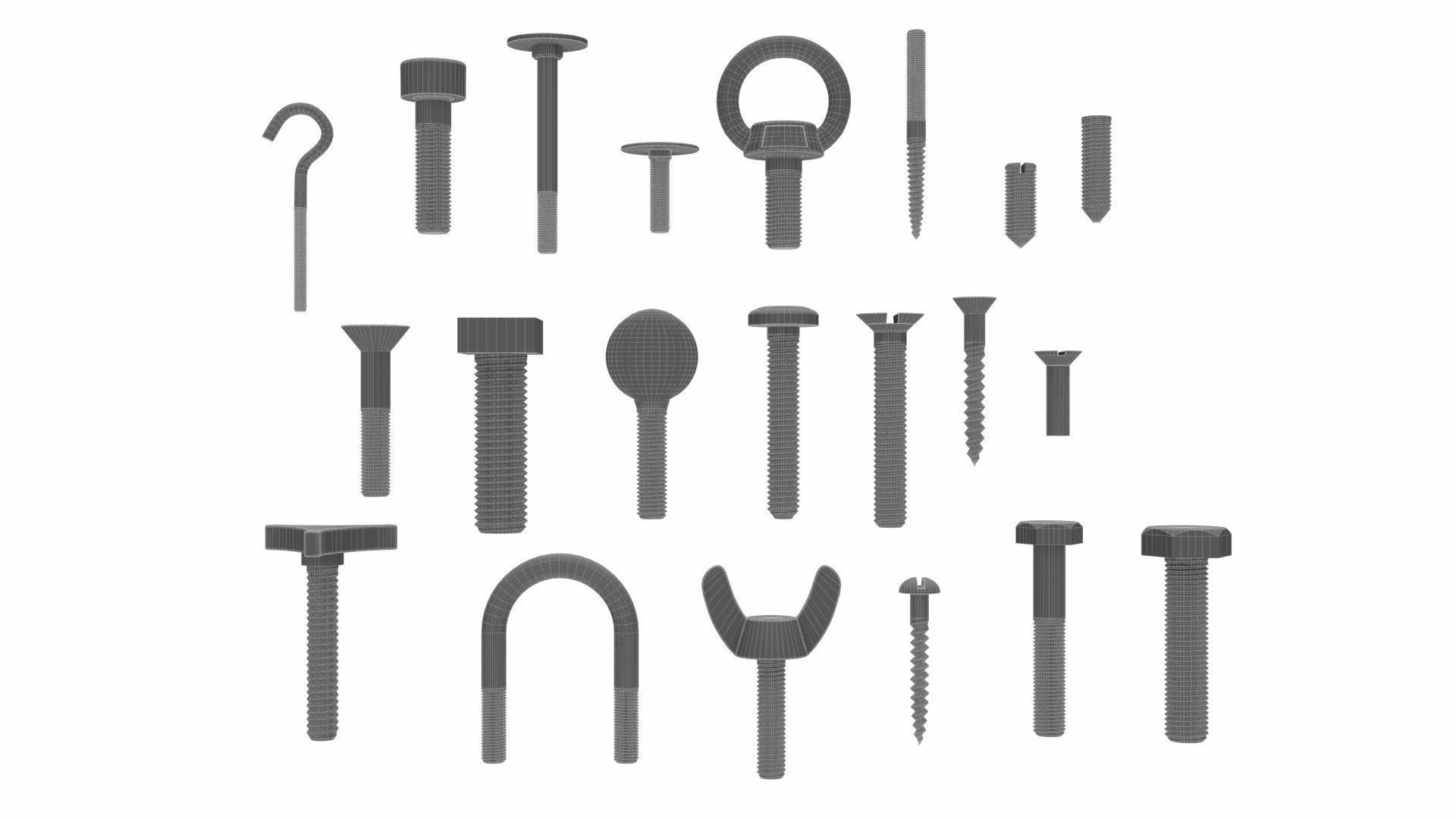 Large collection of fasteners 3D model | CGTrader