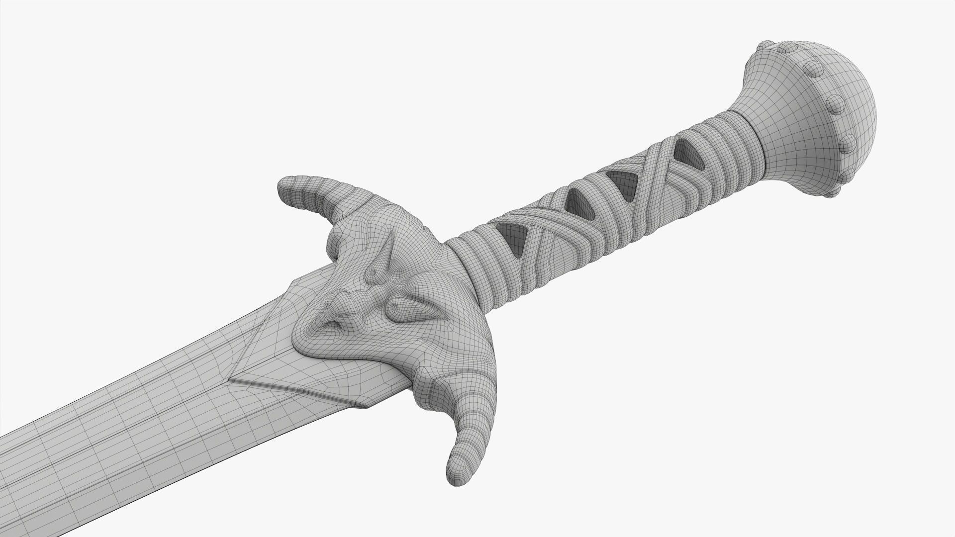 Dragon gladius chrome 3D model | CGTrader