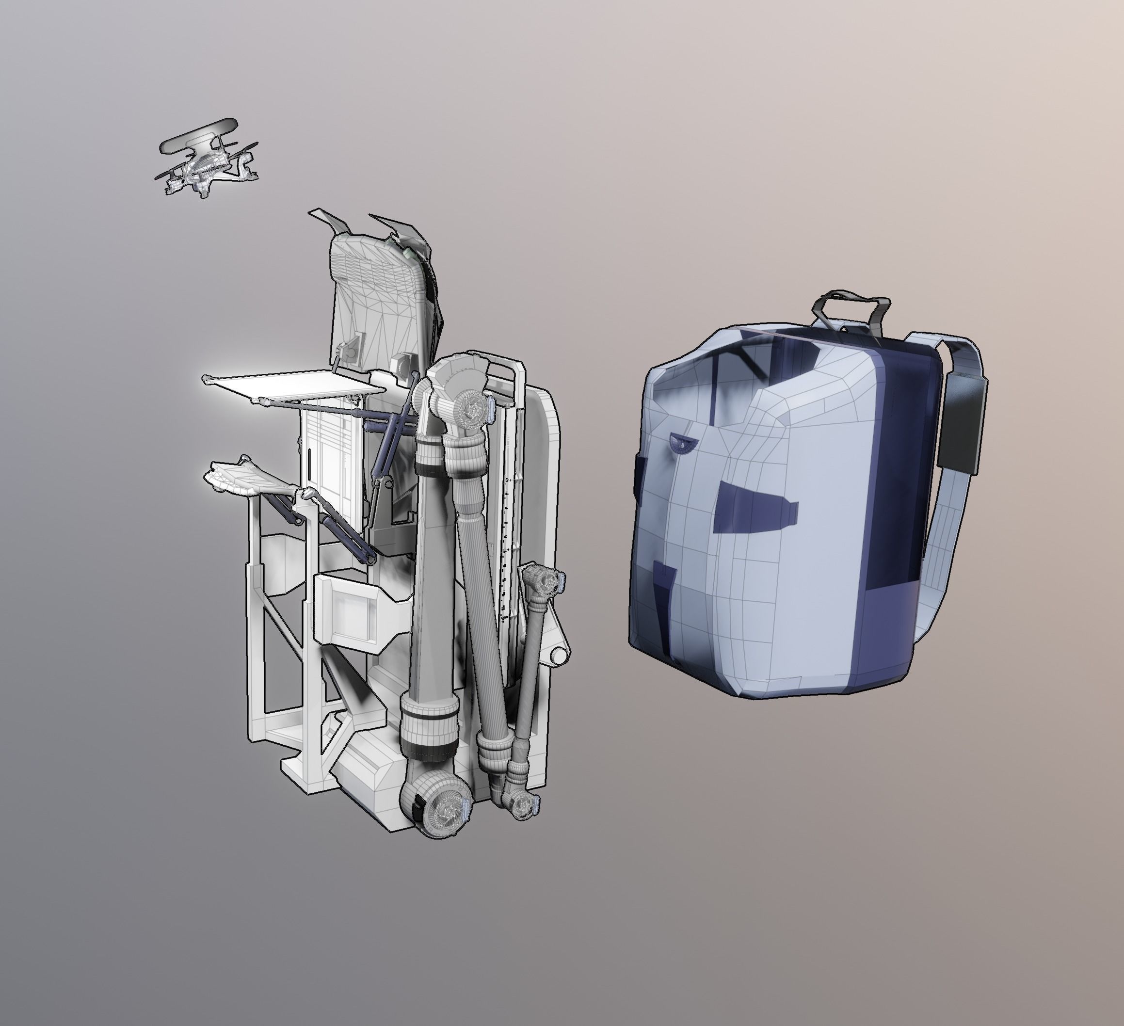 Robotic Backpack and Drone Launch Station 3D model | CGTrader