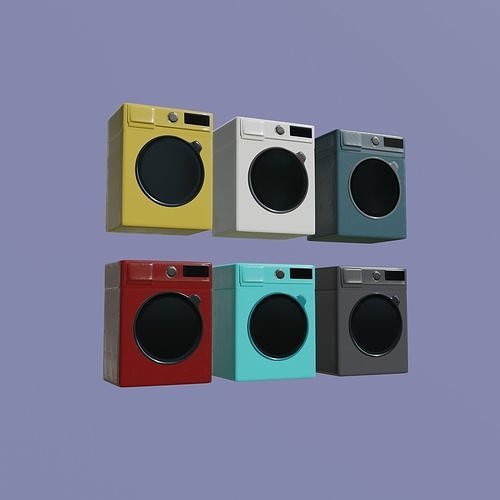 3D model SET PACK of washing machine colors interior bathroom pbr VR ...