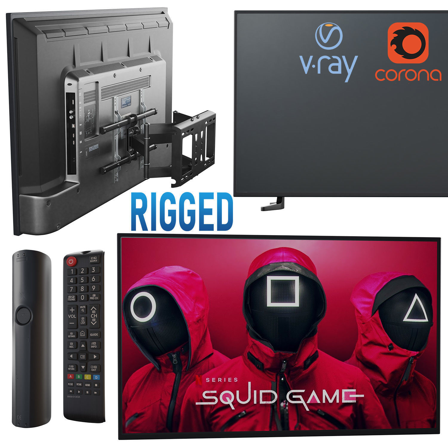 TV Samsung UE43TU7002U Rigged 3D model | CGTrader