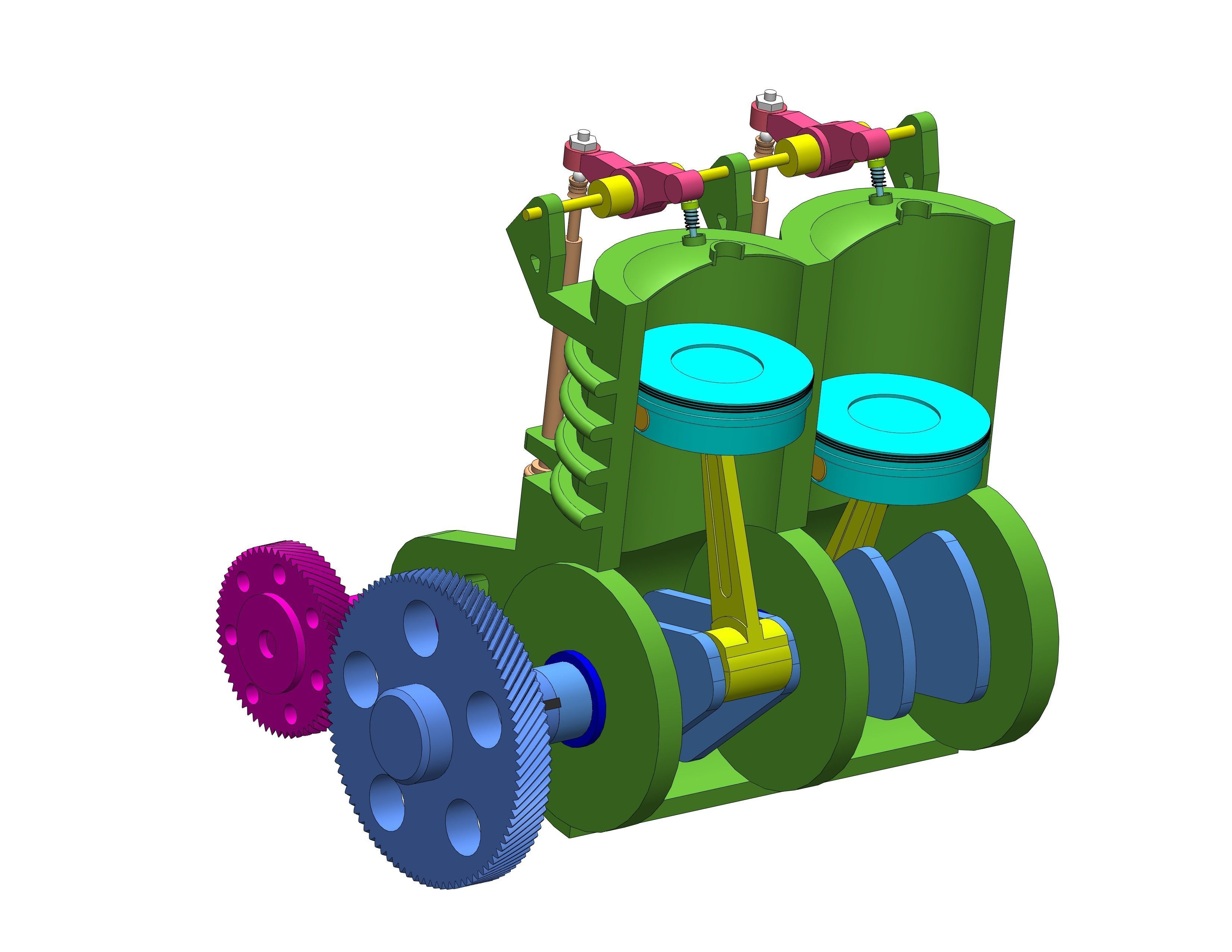 Two Cylinder Engine 3D model animated | CGTrader