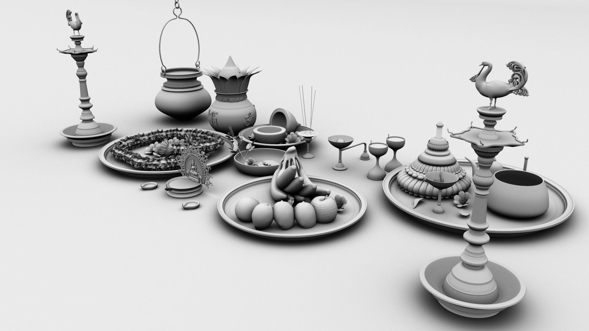 pooja props 3d models 3D model | CGTrader