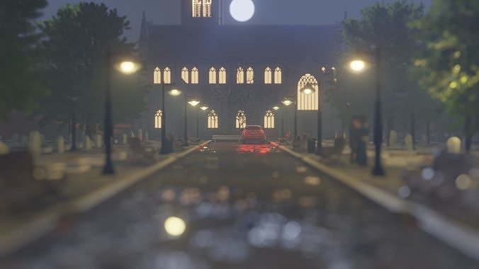 Cemetery Scene realistic - Blender 3D model animated | CGTrader