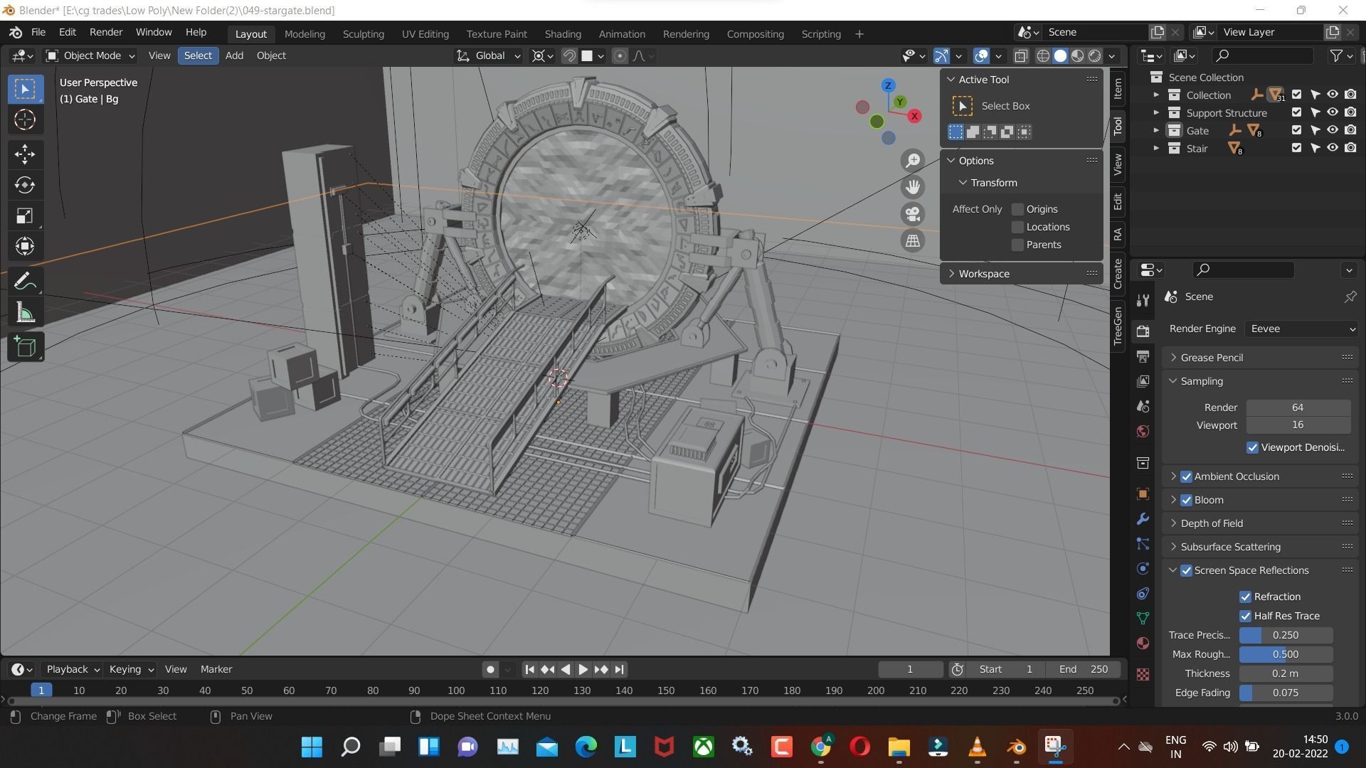 3D model stargate low poly model render in blender VR / AR / low-poly ...