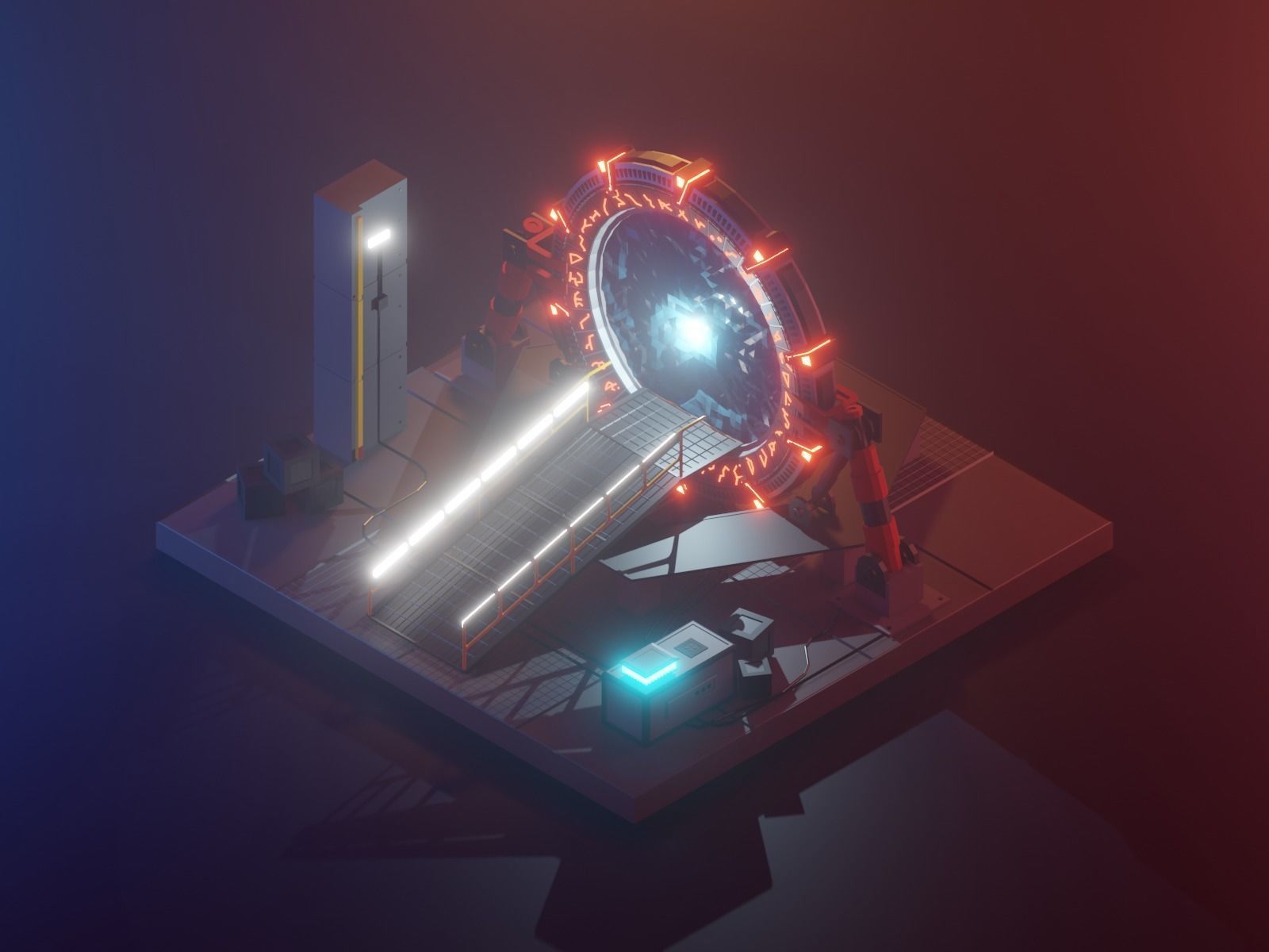 3D model stargate low poly model render in blender VR / AR / low-poly ...