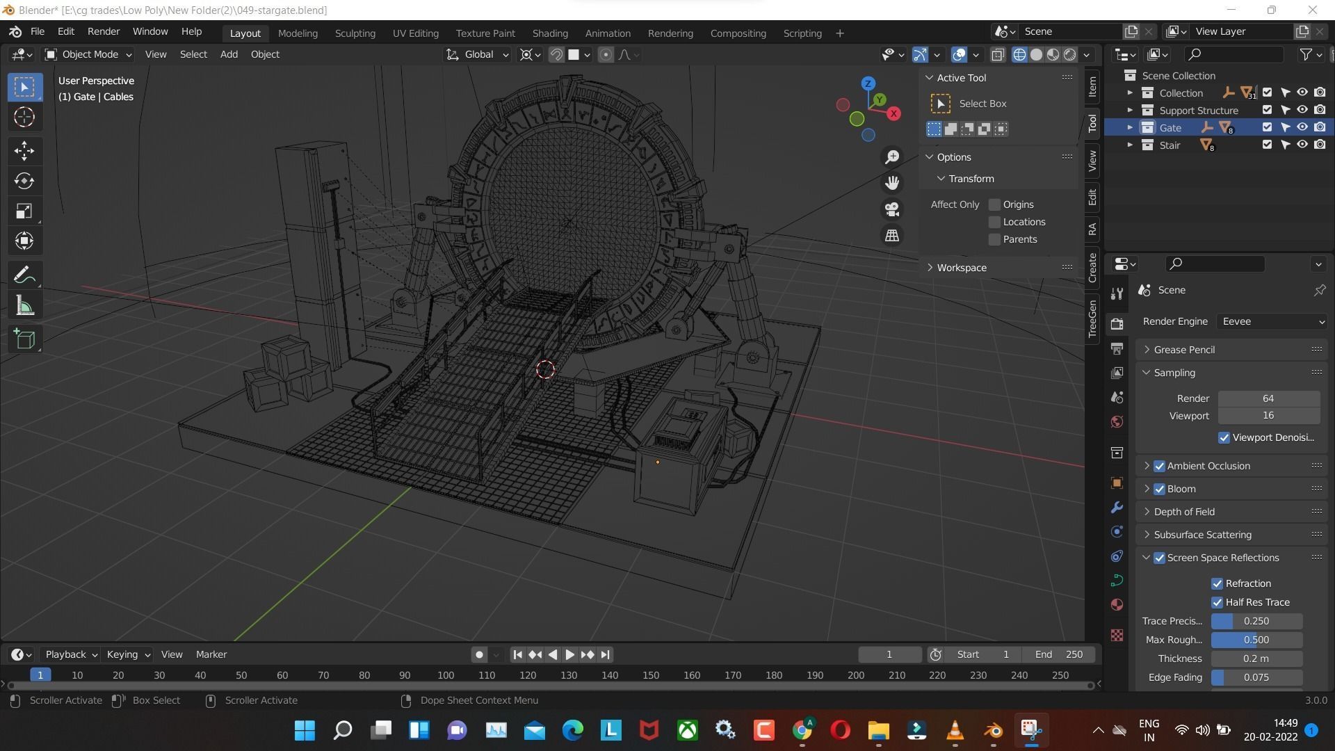 3D model stargate low poly model render in blender VR / AR / low-poly ...