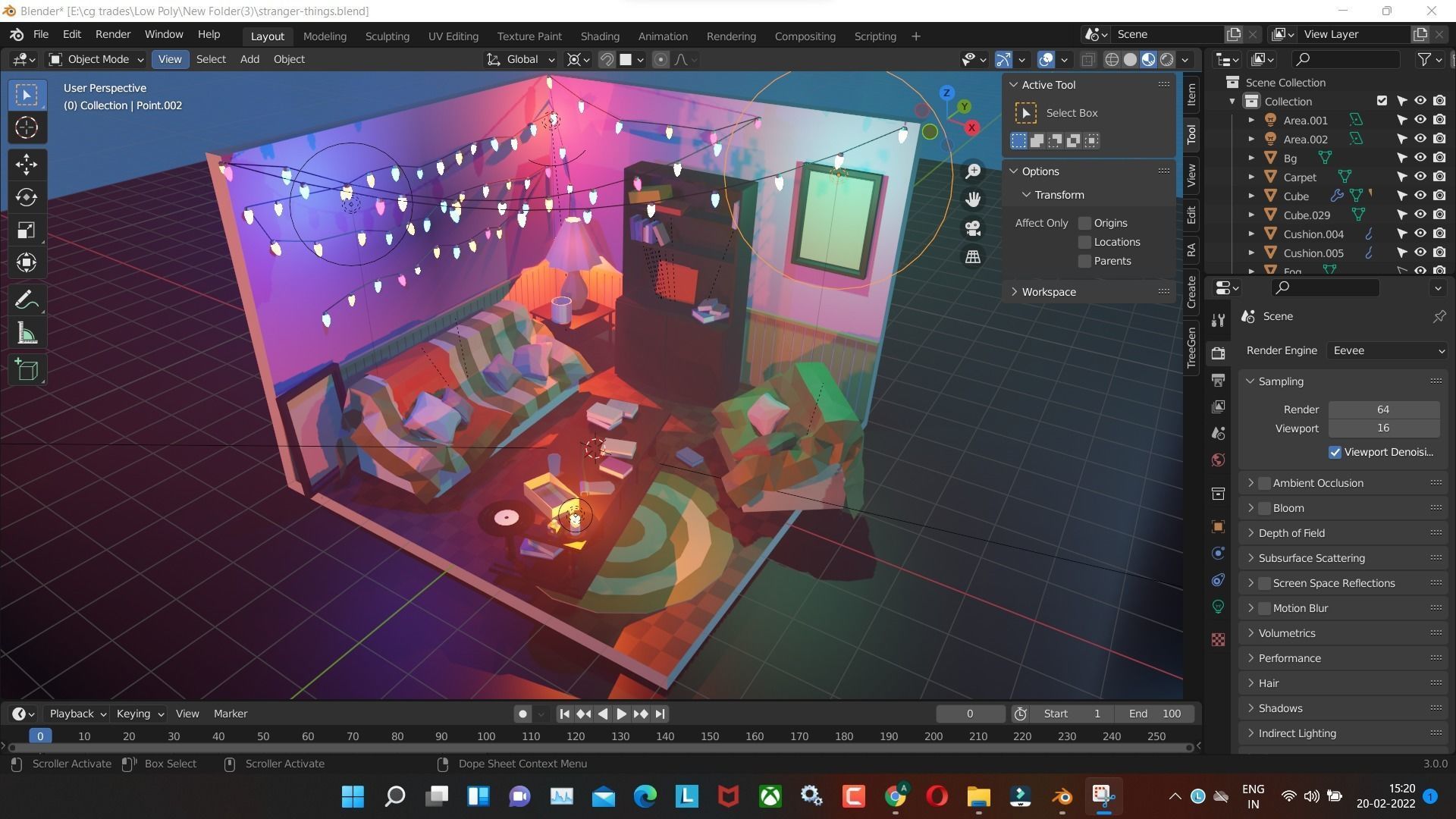 3D model stranger-things low poly model render in blender VR / AR / low ...