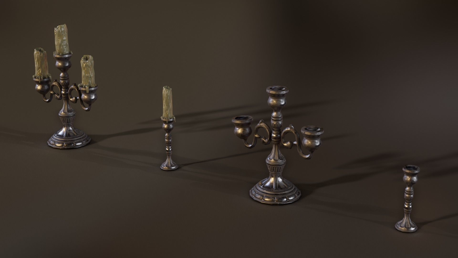 3D model Candlestick three candlesticks VR / AR / low-poly | CGTrader
