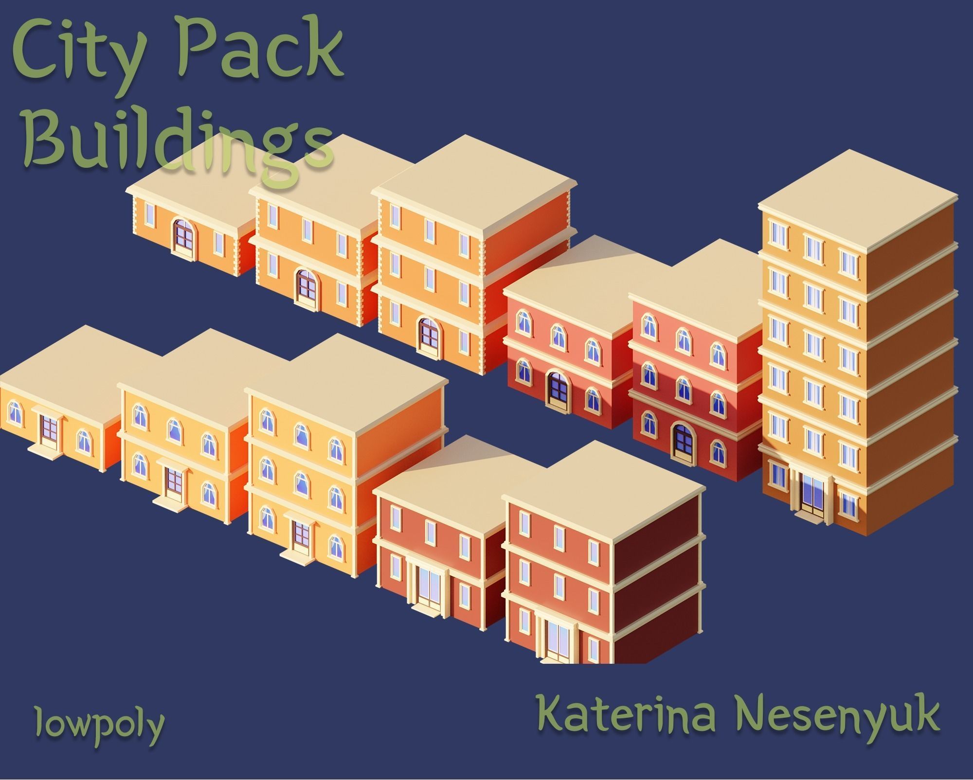 3D model Low Poly City Modular Building Pack Low-poly 3D model VR / AR ...