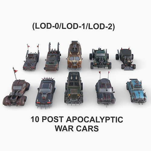 3D model Lowpoly Post Apocalyptic Car Sets VR / AR / low-poly | CGTrader