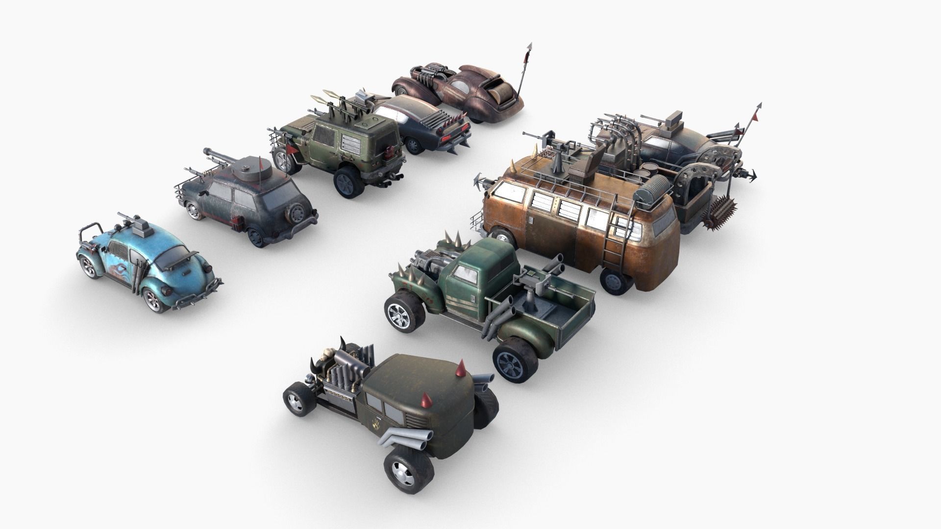 3D model Lowpoly Post Apocalyptic Car Sets VR / AR / low-poly | CGTrader