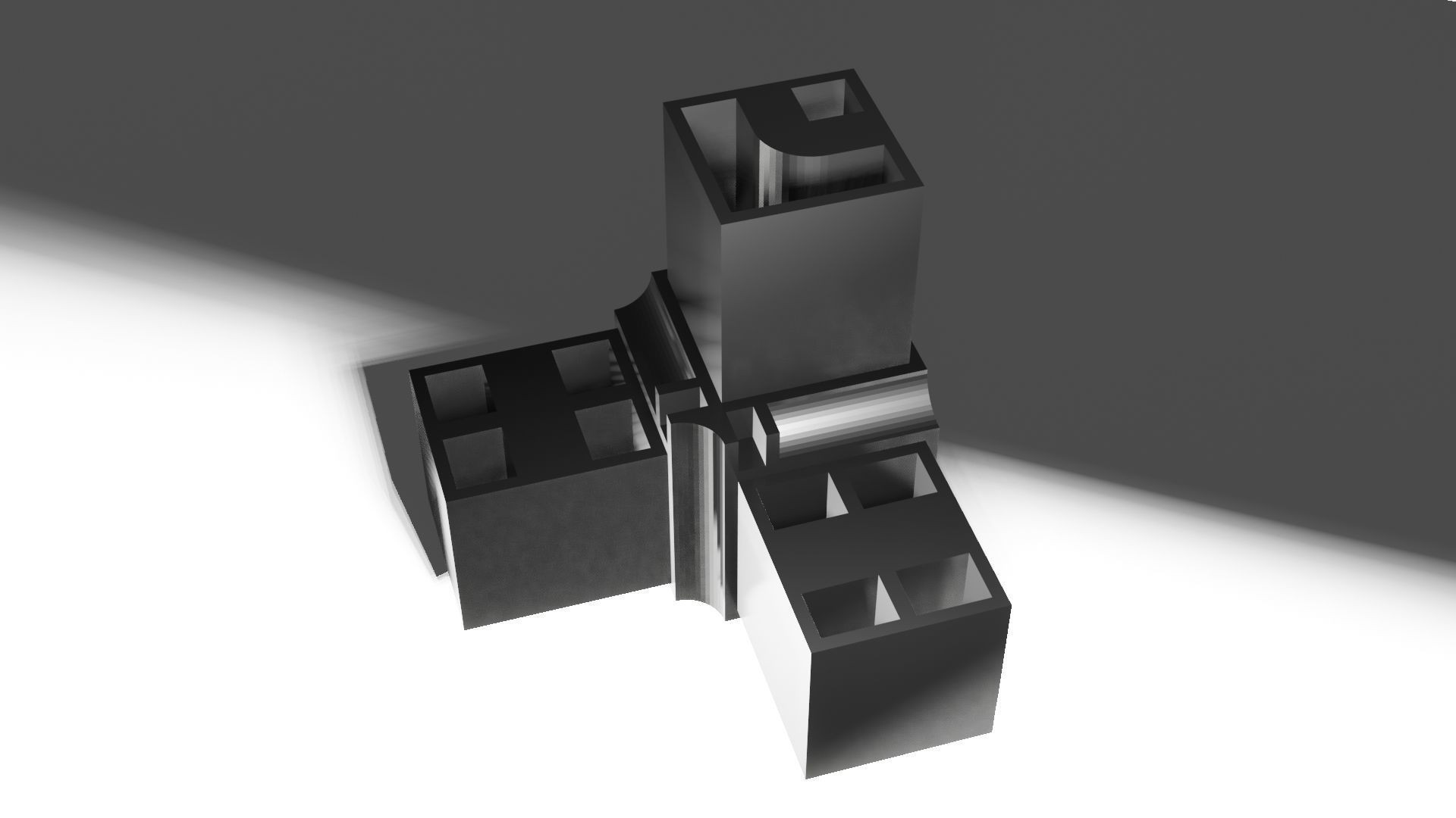 Connector 3 way - Square Tubing 3D model | CGTrader