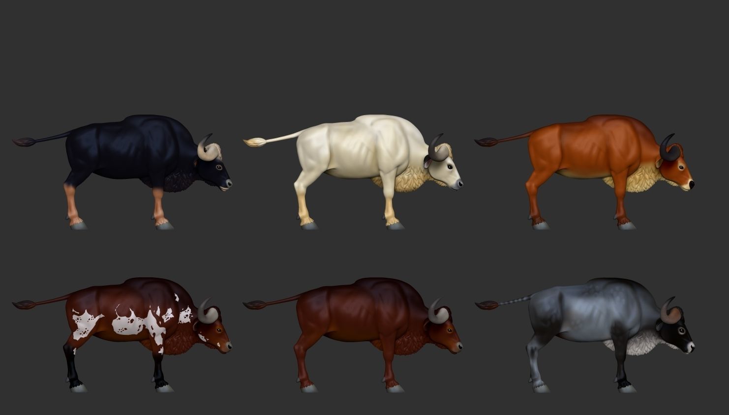 Highpoly bull colour set 3D model | CGTrader