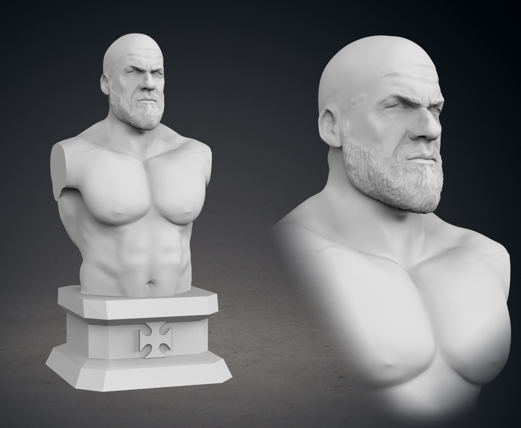 Current WWE Pack Busts - The Rock - Triple H - Brock Lesnar 3D model 3D ...