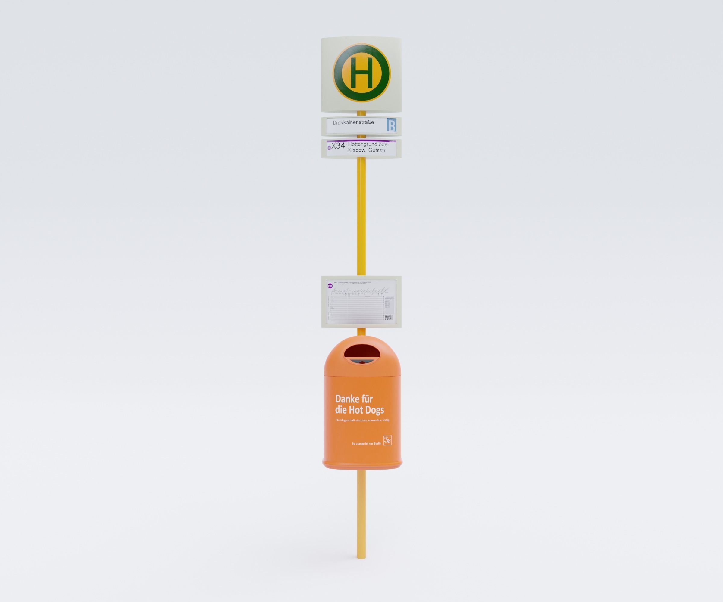German Berlin Bus Stop Sign street elements pack 3D model | CGTrader