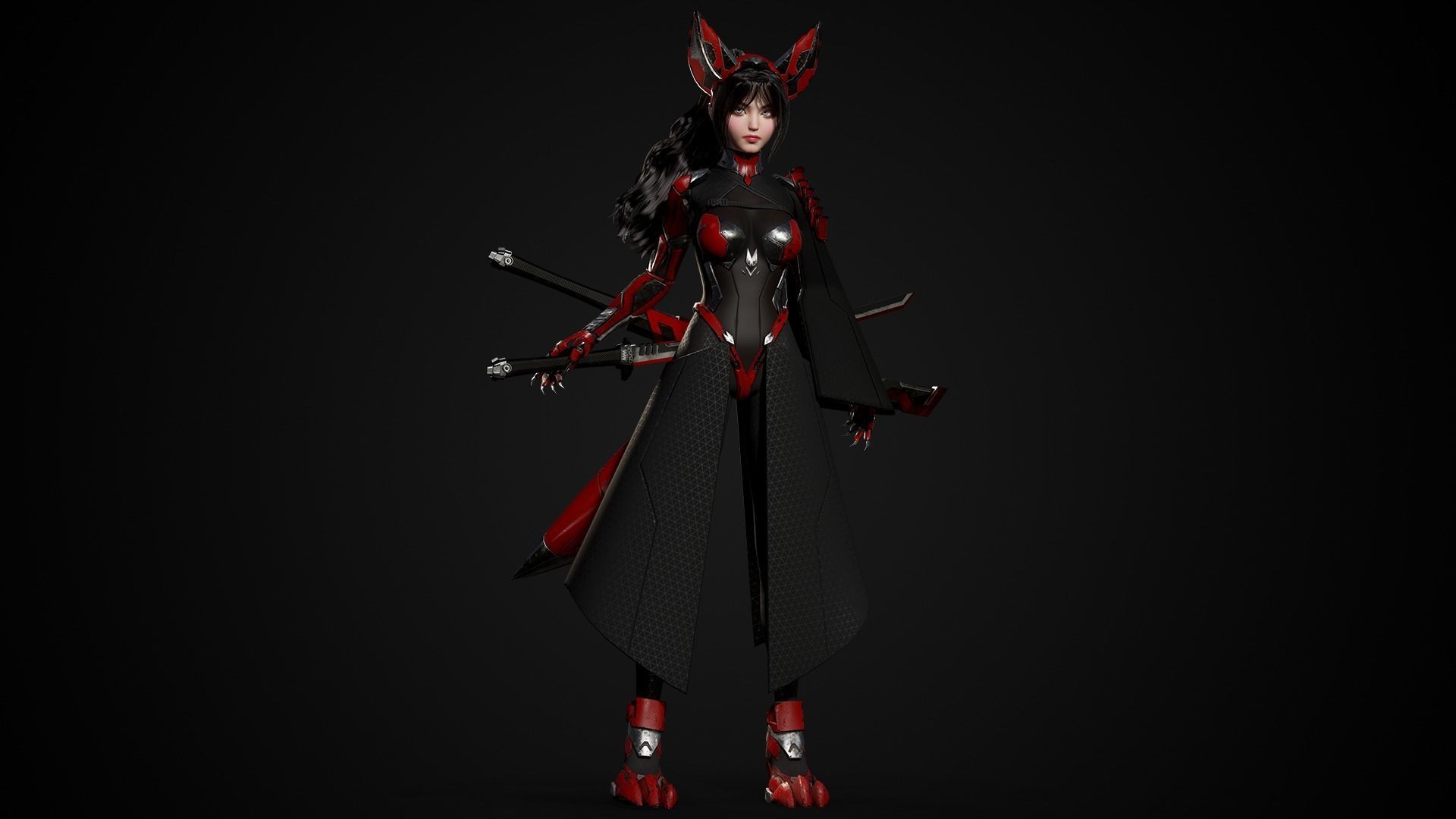 3D model Cosmo Fox Girl Sci-fi Kitsune - Game Ready VR / AR / low-poly ...