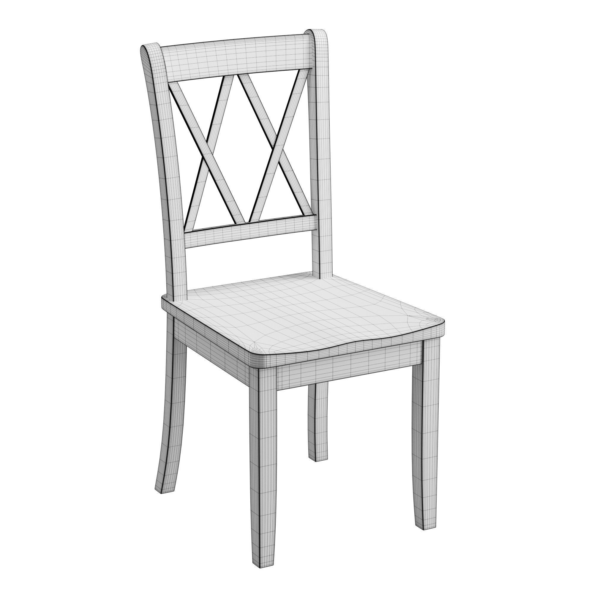 Arisa Solid Wood Cross Back Side Chair 3D model | CGTrader