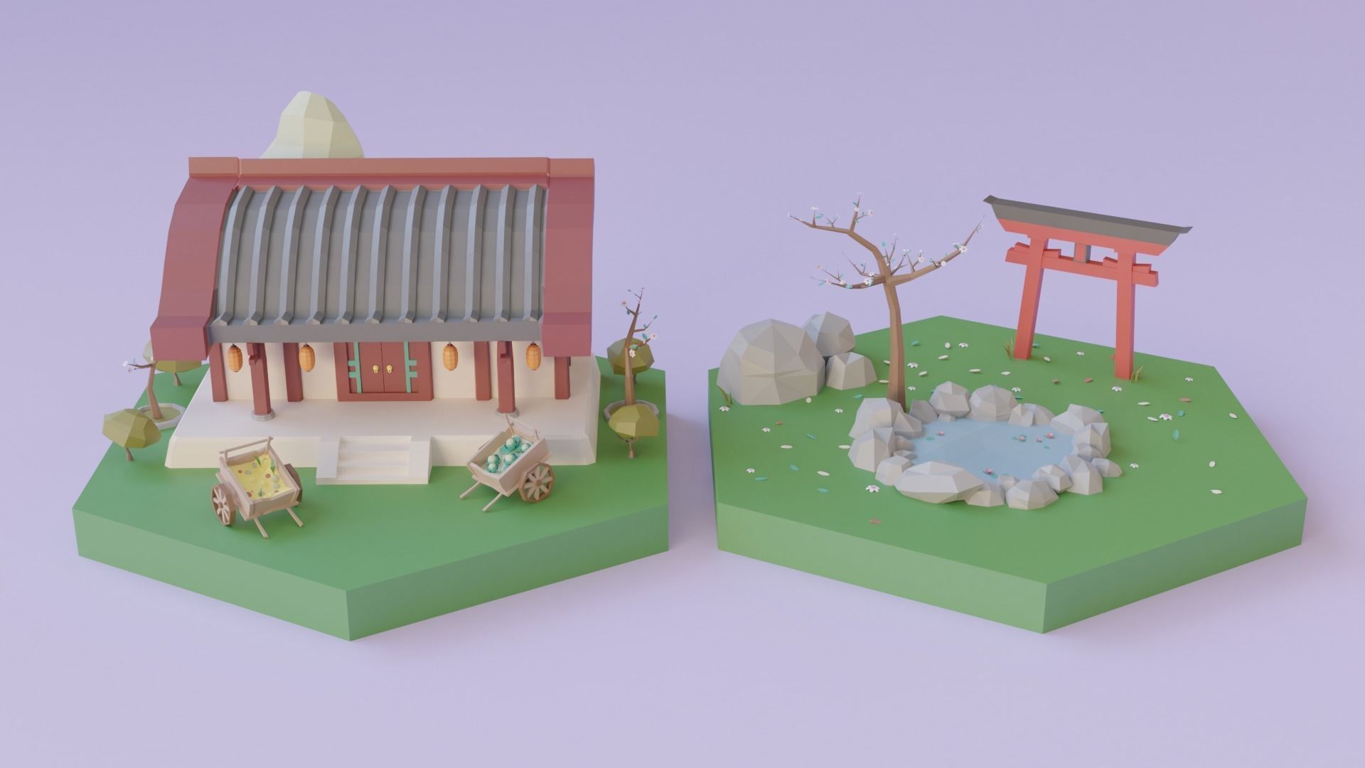 3D model Low Poly Asian Style Set VR / AR / low-poly | CGTrader