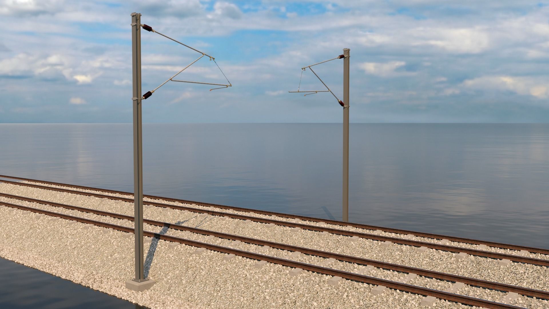 Railroad Catenary Poles Push Pull 2 Sets 3D model | CGTrader