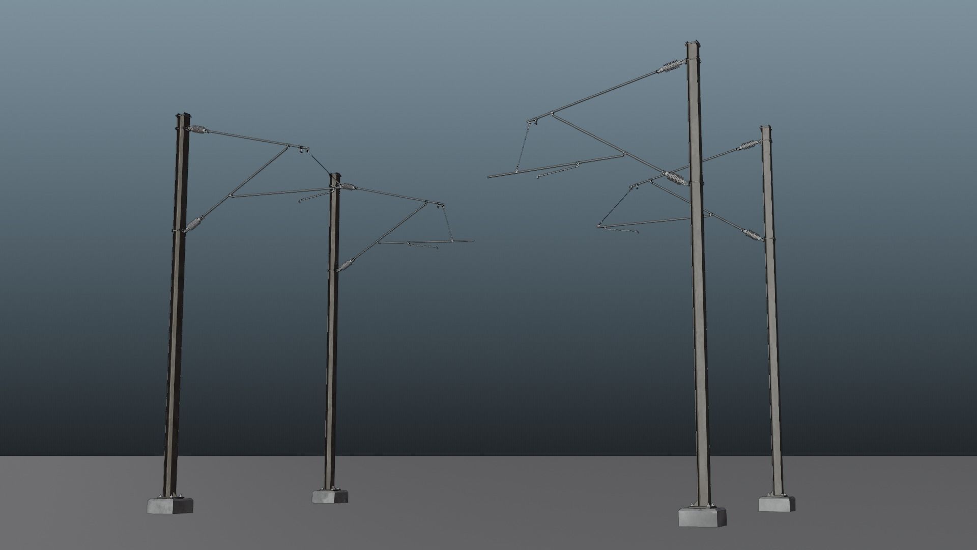 Railroad Catenary Poles Push Pull 2 Sets 3D model | CGTrader