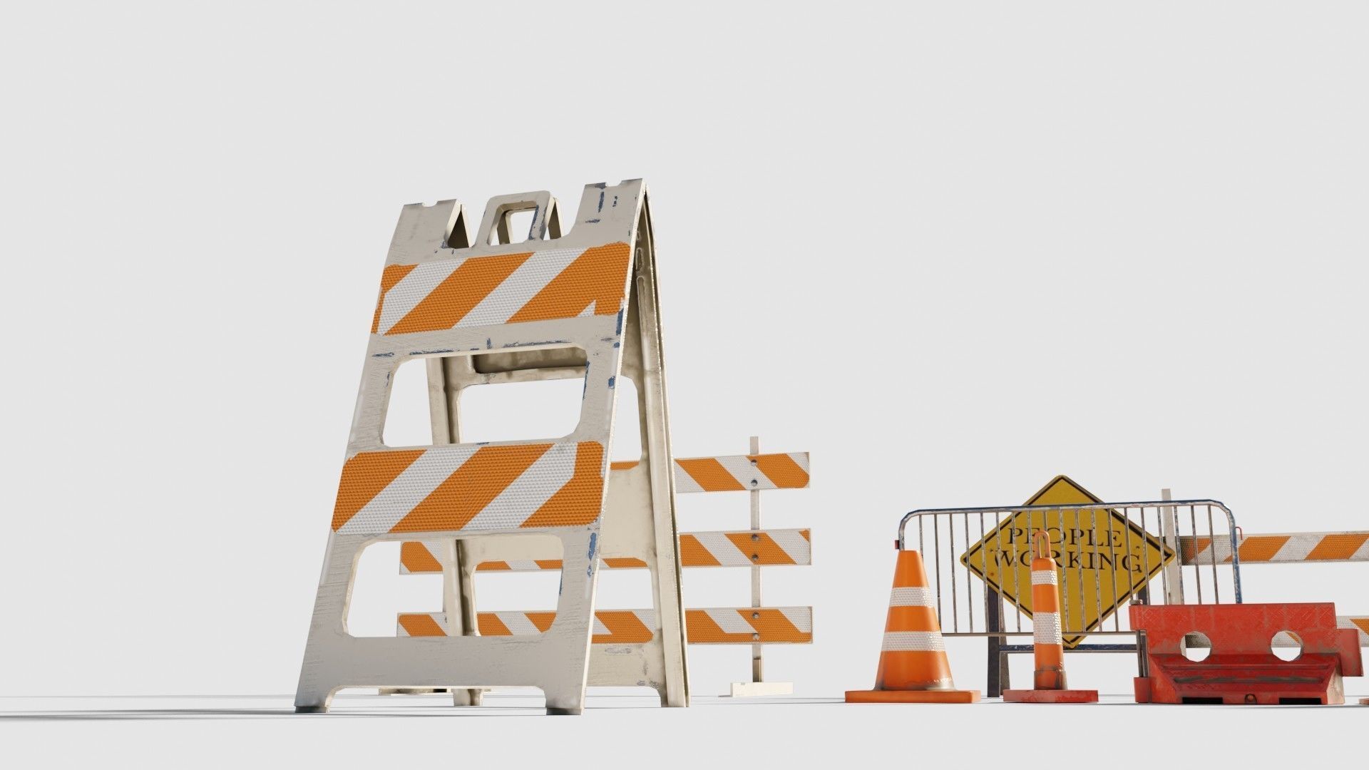3D model realistic traffic barriers with 8k pbr textures VR / AR / low ...