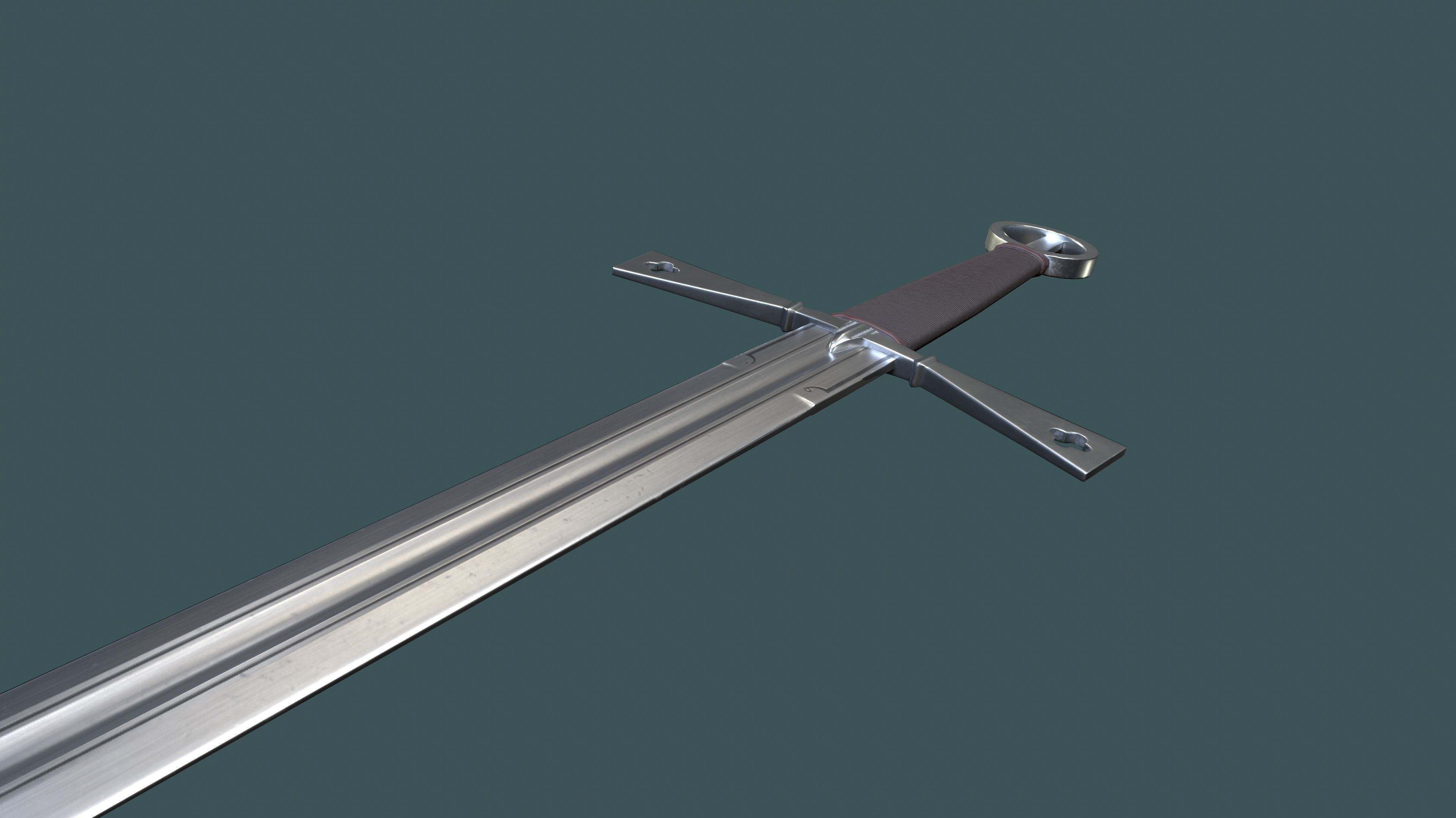 3D model Albion Gallowglass Medieval Sword PBR game ready VR / AR / low ...