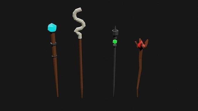 3D model Lowpoly Magic Wand Set VR / AR / low-poly | CGTrader