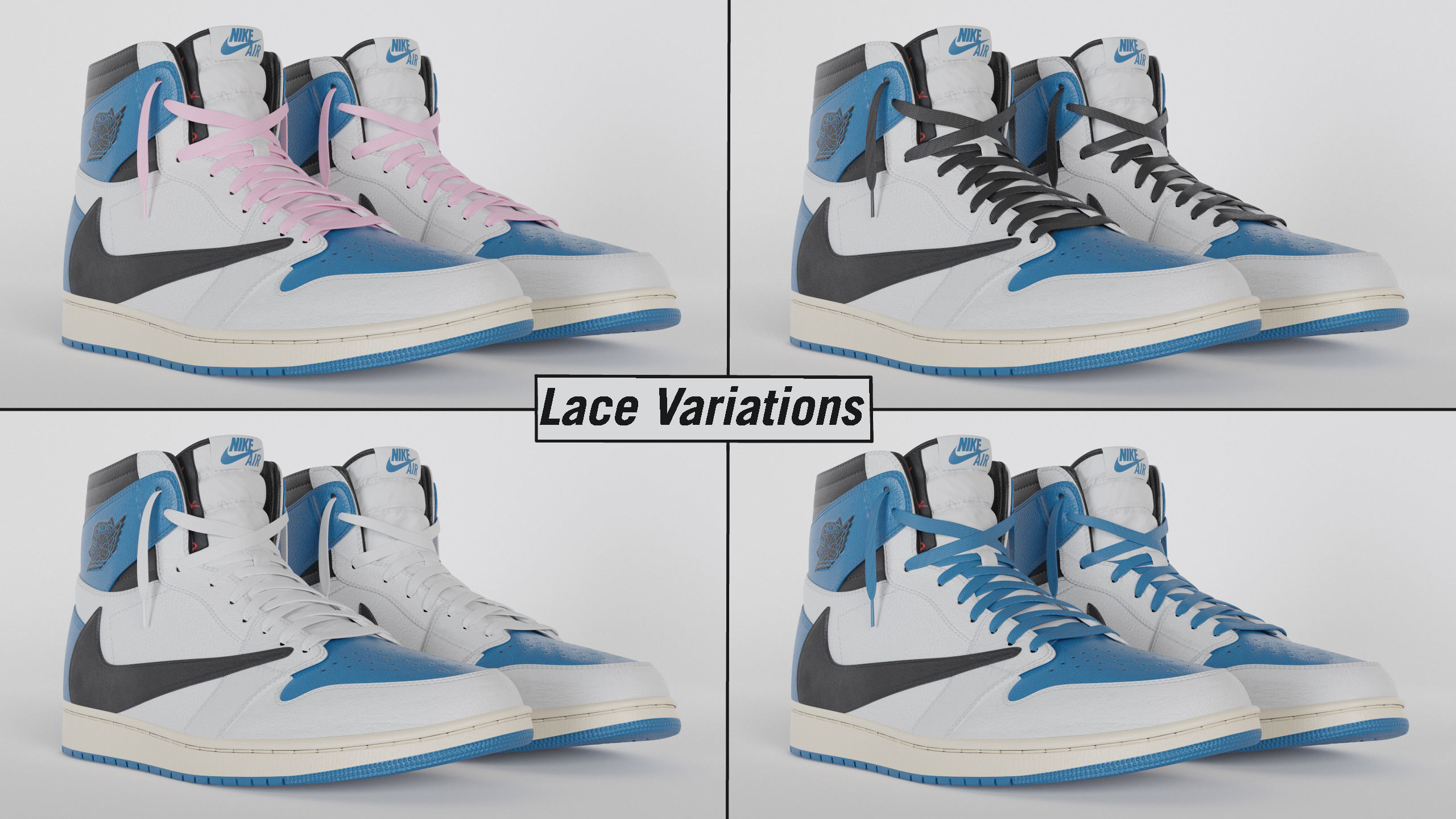 3D model Jordan 1 Travis Scott x Fragment Shoe VR / AR / low-poly ...