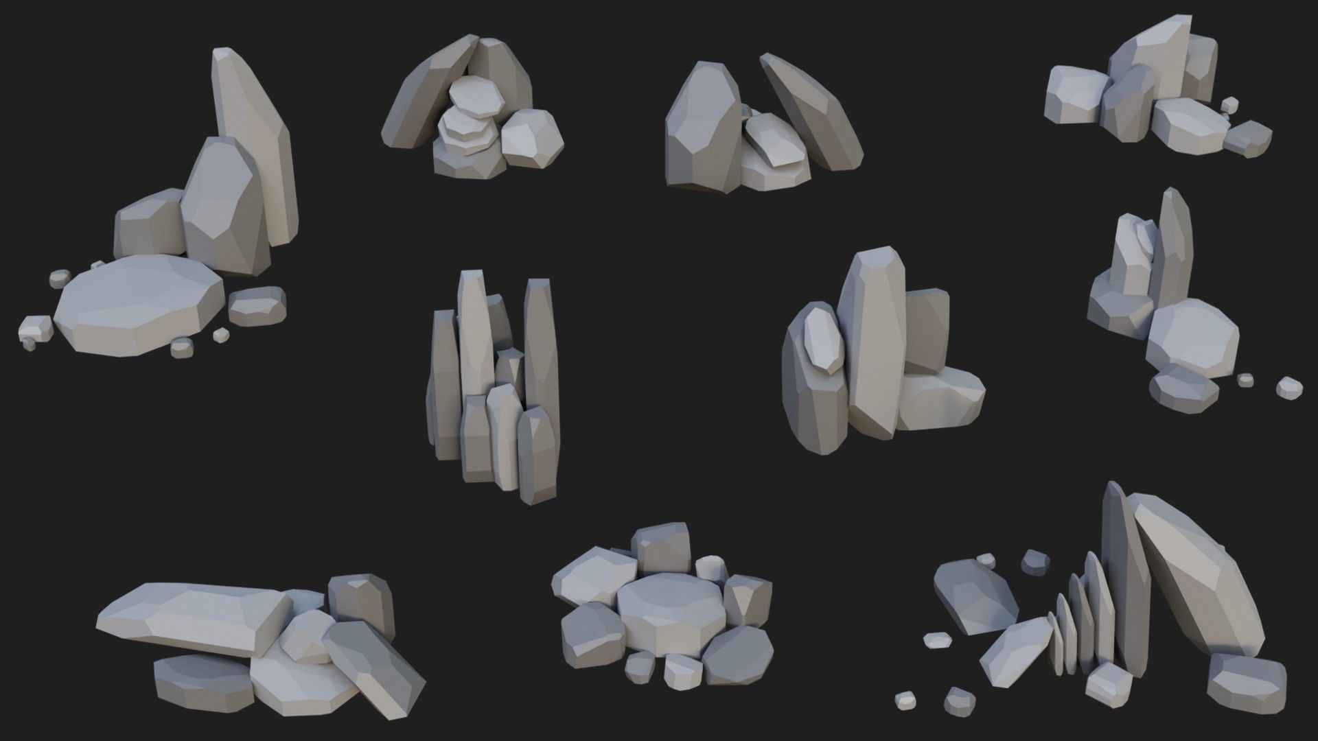 3D model Low Poly Rocks and Stones Big Pack VR / AR / low-poly | CGTrader