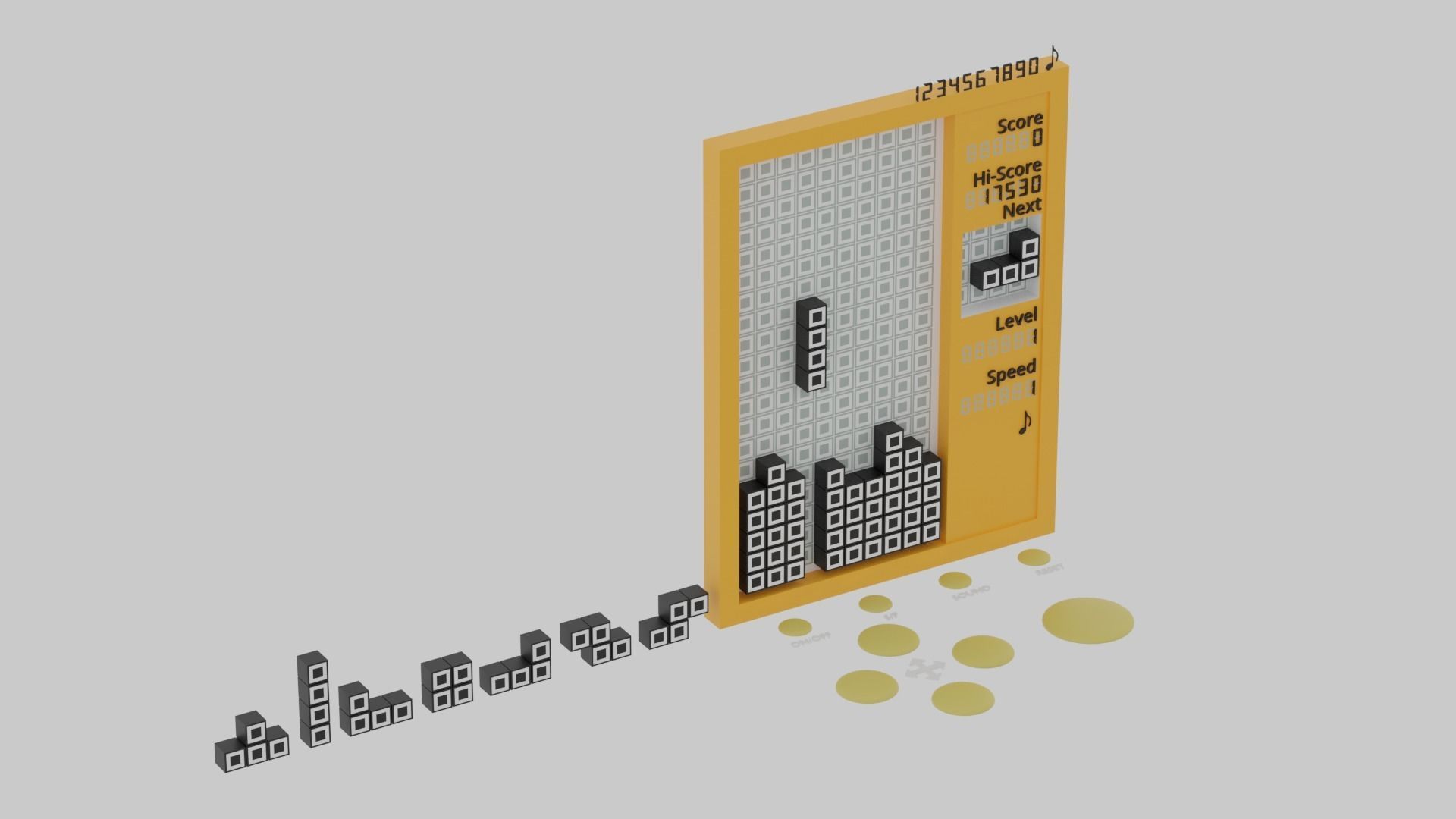 3D model Cartoon Classic Tetris Bricks Scene VR / AR / low-poly | CGTrader