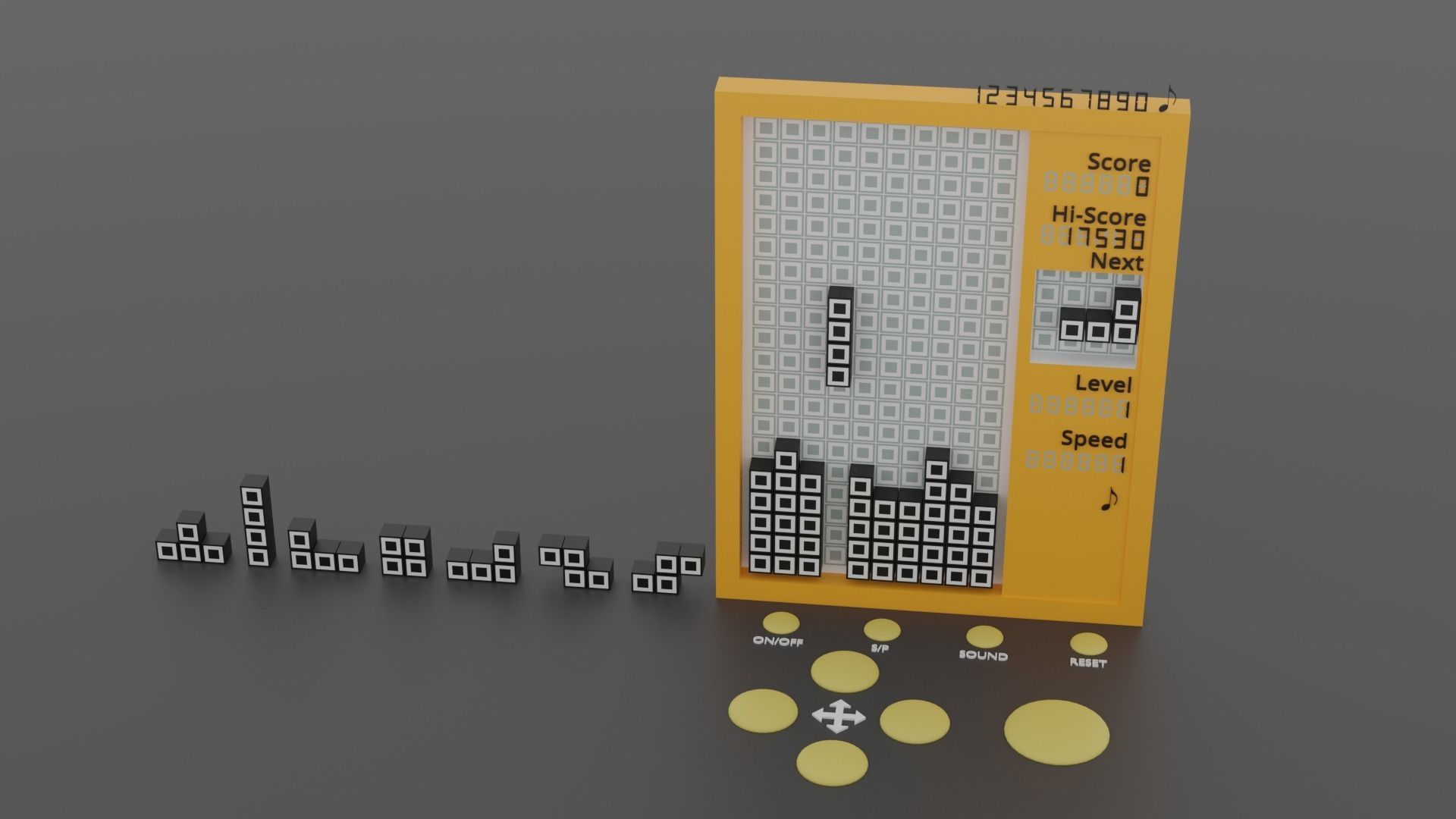 3D model Cartoon Classic Tetris Bricks Scene VR / AR / low-poly | CGTrader