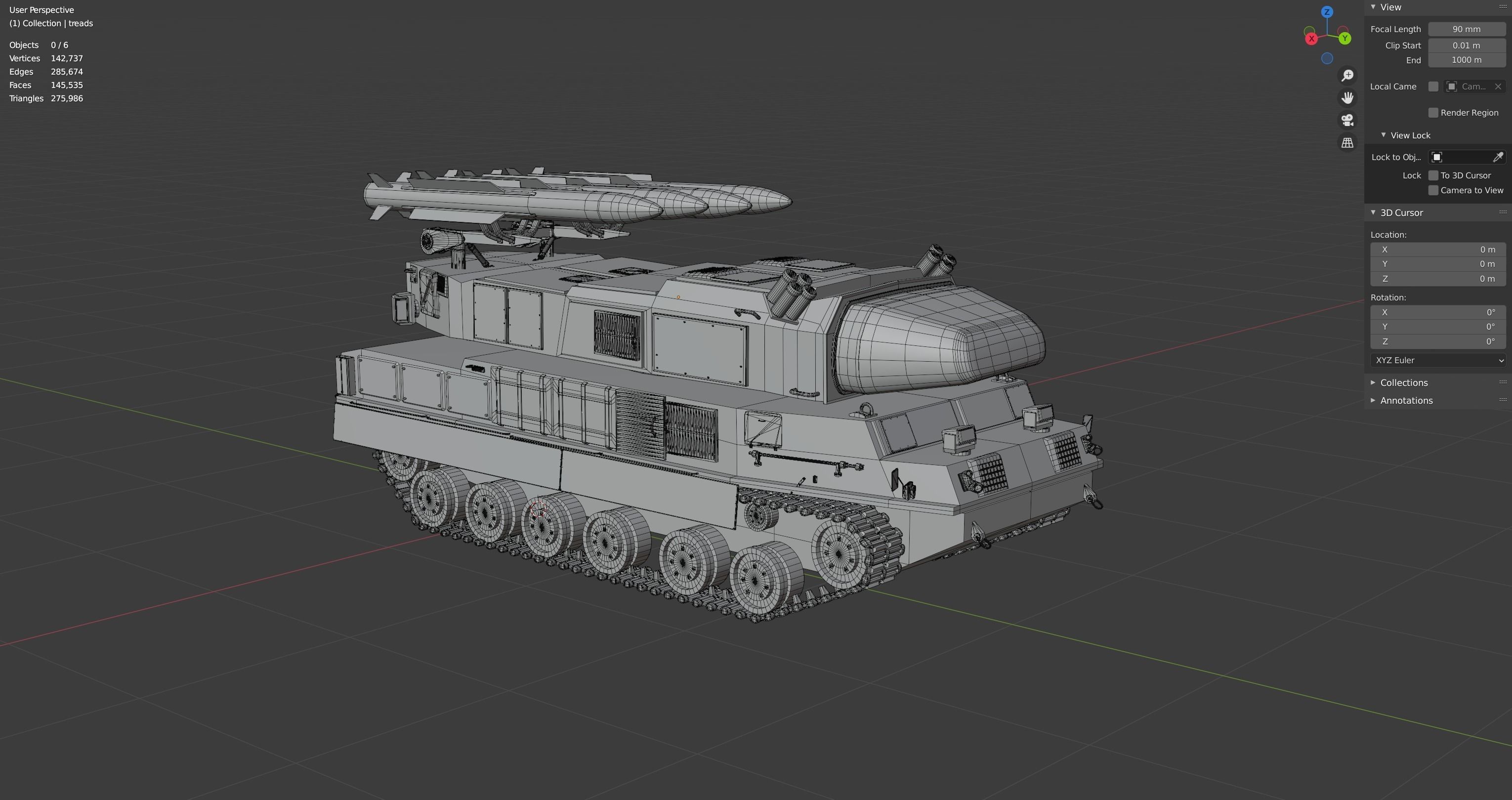 3D model SA-11 soviet surface to air missile system VR / AR / low-poly ...
