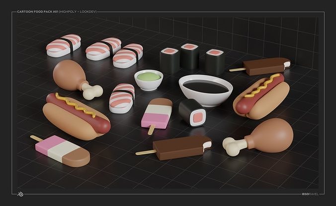 3D model Cartoon Food Pack I VR / AR / low-poly | CGTrader