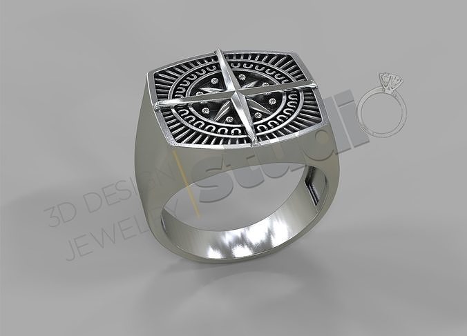 Highly detailed compass ring 3d model 3D model 3D printable | CGTrader