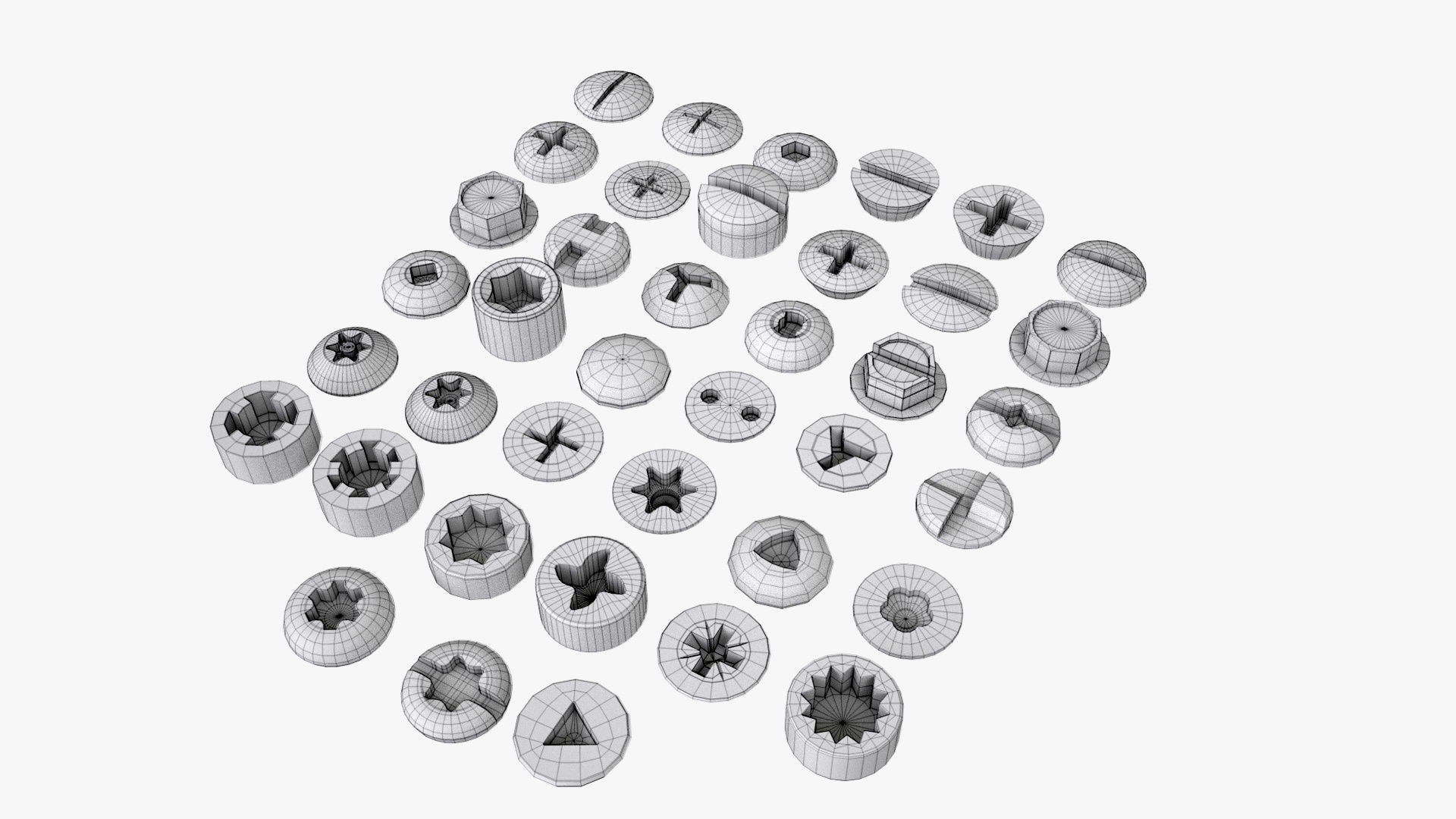 3D model Screw Heads Mega Collection VR / AR / low-poly | CGTrader