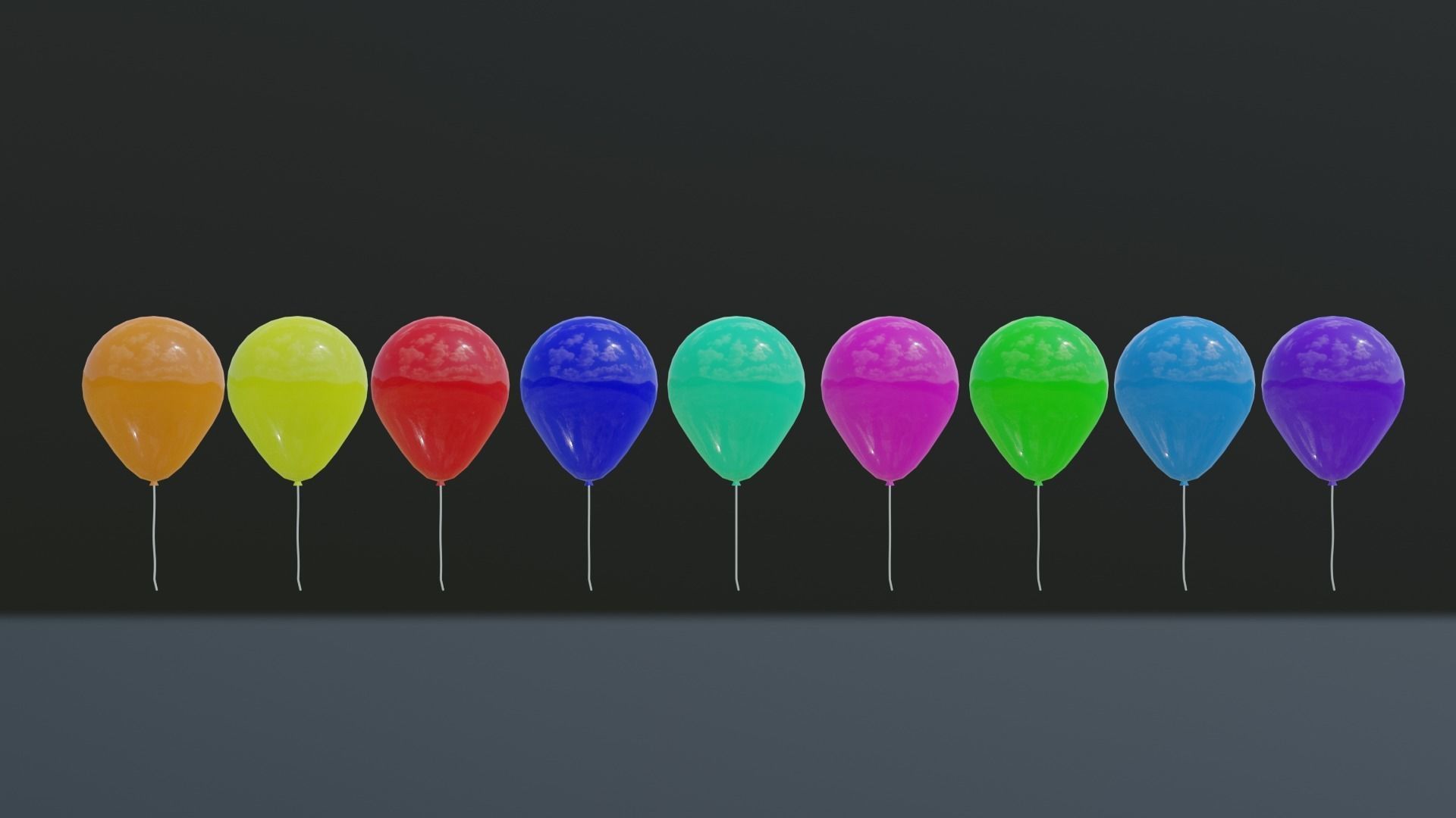 Baloons 3D model colorful balloons floating in air free 3D model | CGTrader