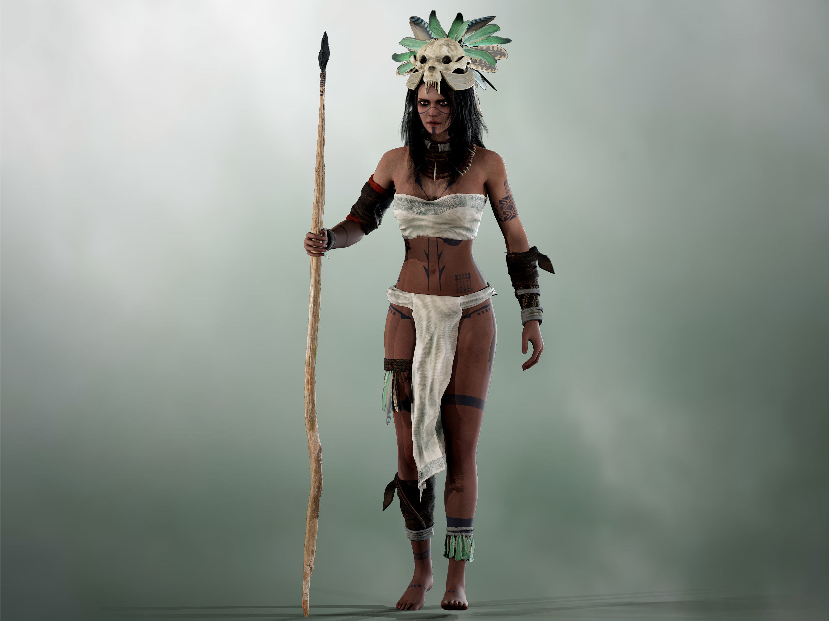 3D model Aztec Girl VR / AR / low-poly rigged | CGTrader