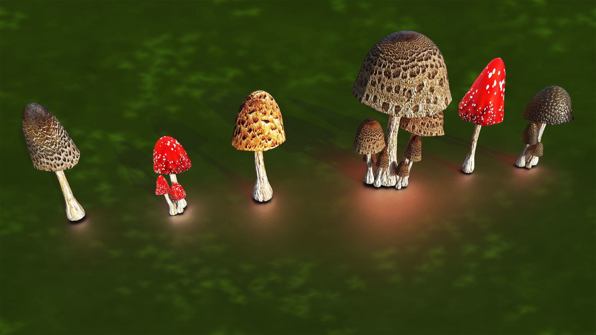 3D model Mushroom plus Emissive Textures PBR Low-poly 3D model VR / AR ...