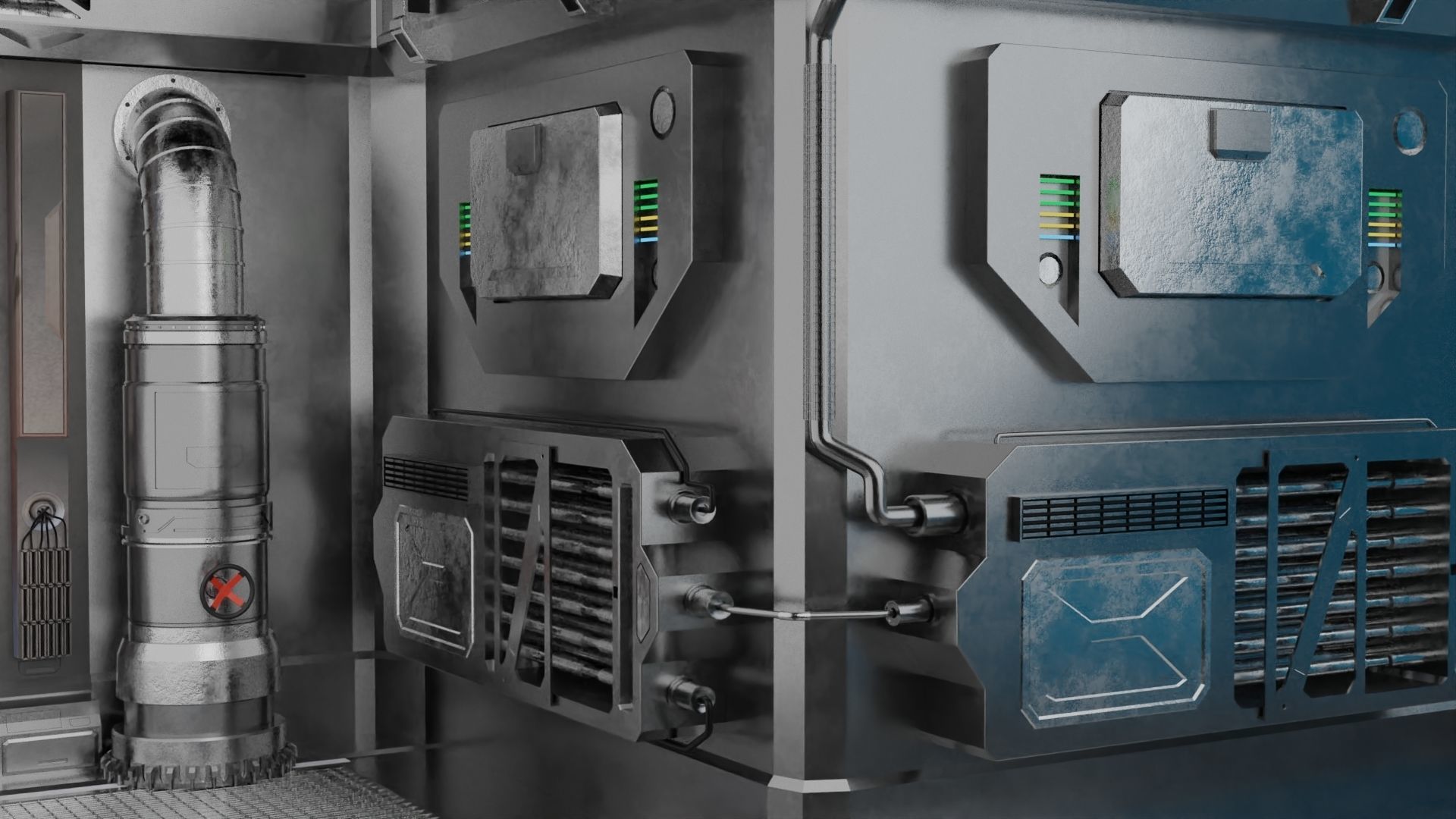 Interior sci-fi laboratory control room 3D model | CGTrader