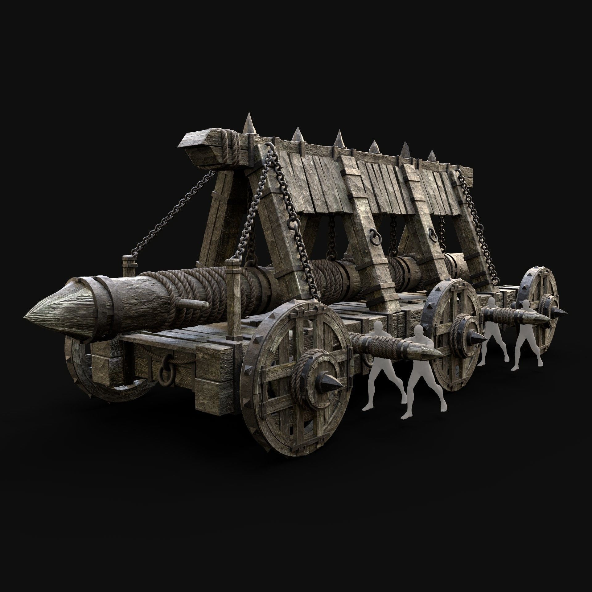 3D model WAR MACHINE BATTERING RAM MEDIEVAL SIEGE ENGINE WAR BATTLE VR ...