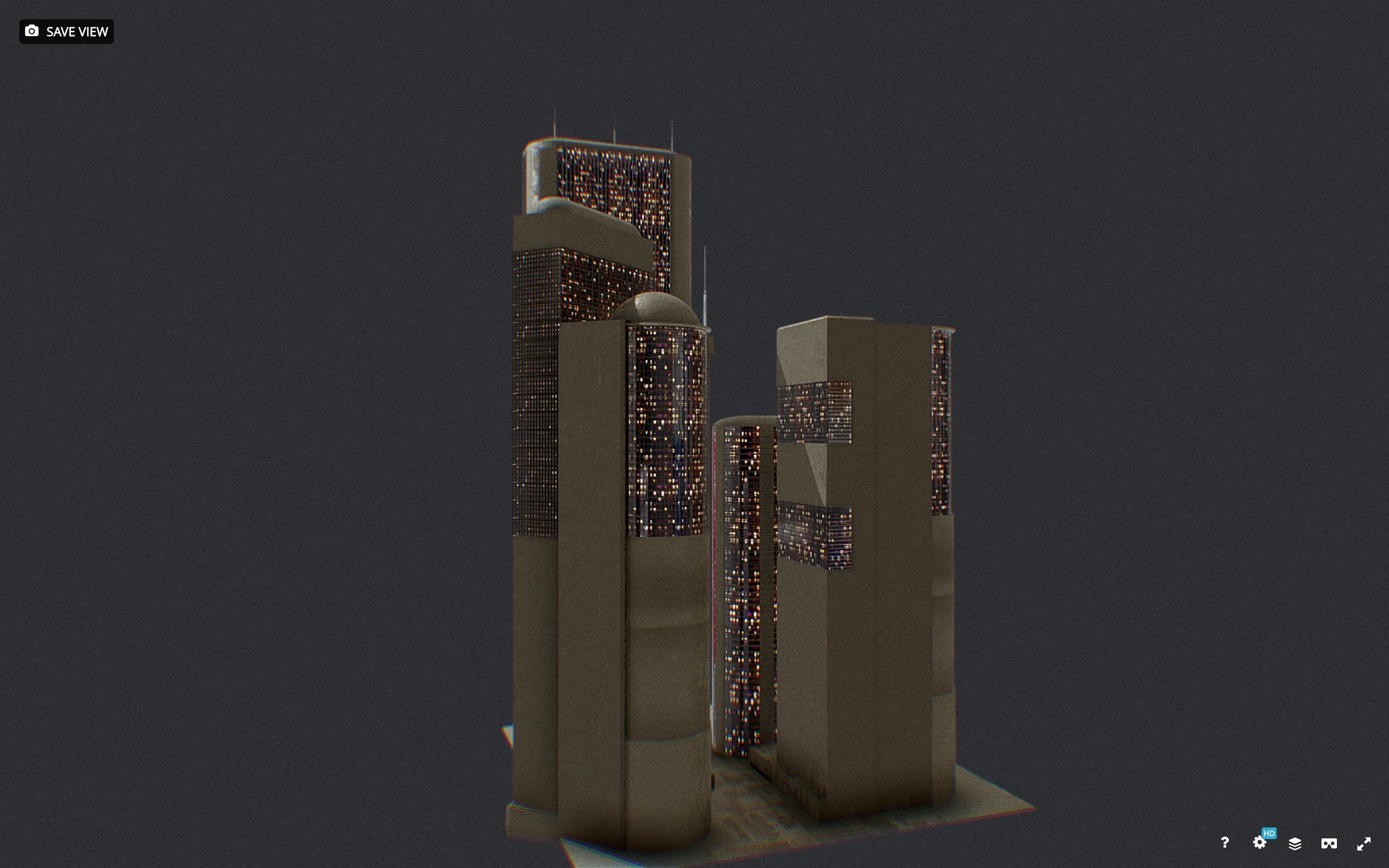 3D model Low Poly Futuristic Sci-fi Skyscraper City Block VR / AR / low ...