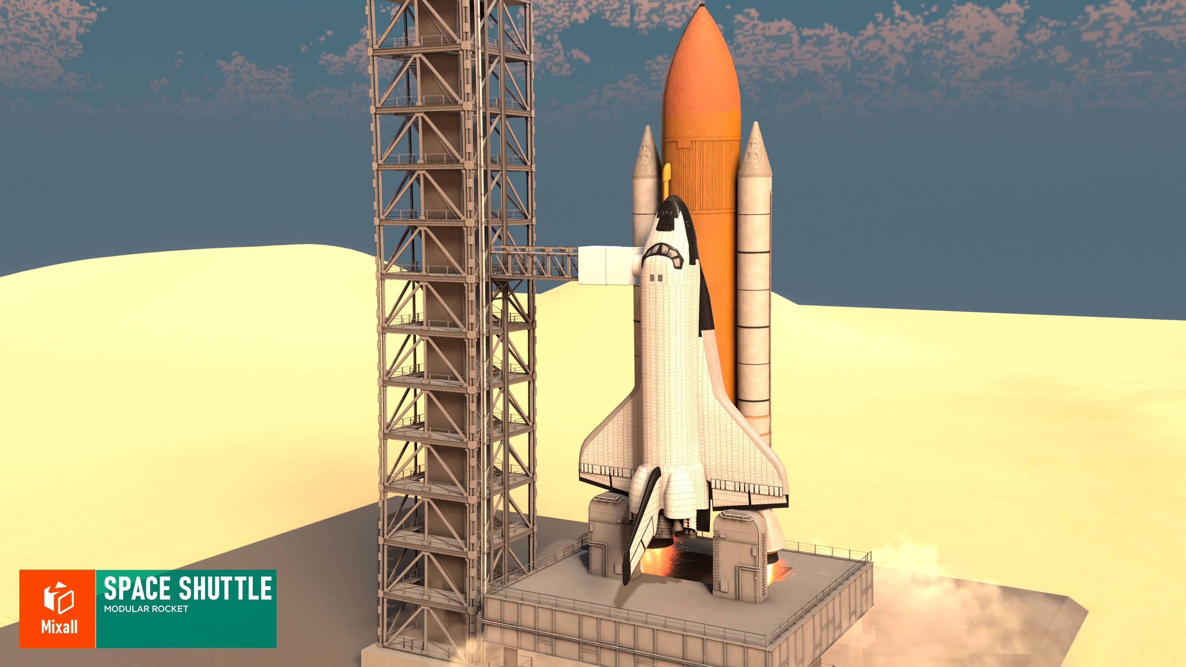 Space shuttle - modular rocket 3D model | CGTrader