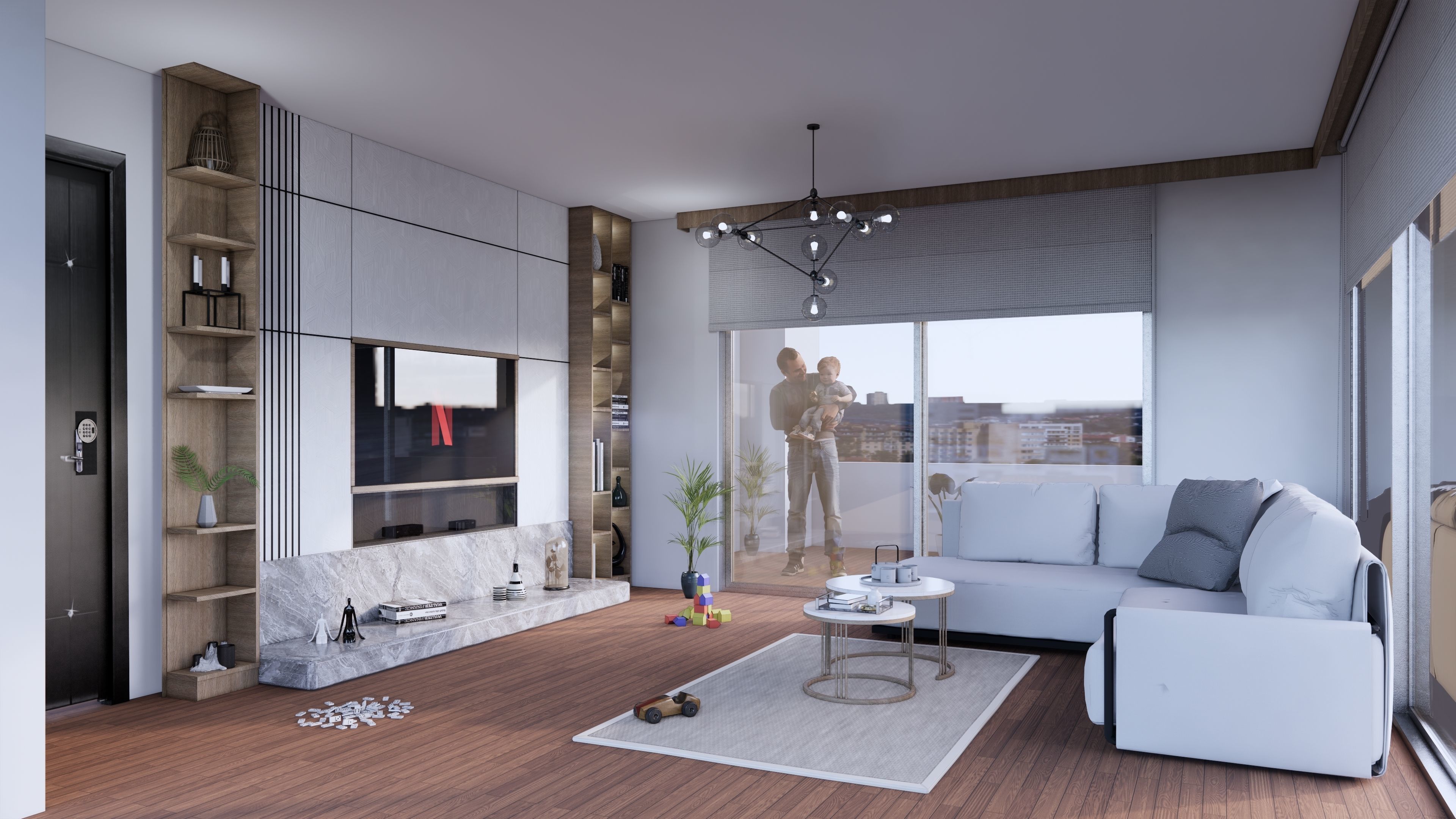 FULL SCENE AND 4 TV UNITE 3D model animated | CGTrader